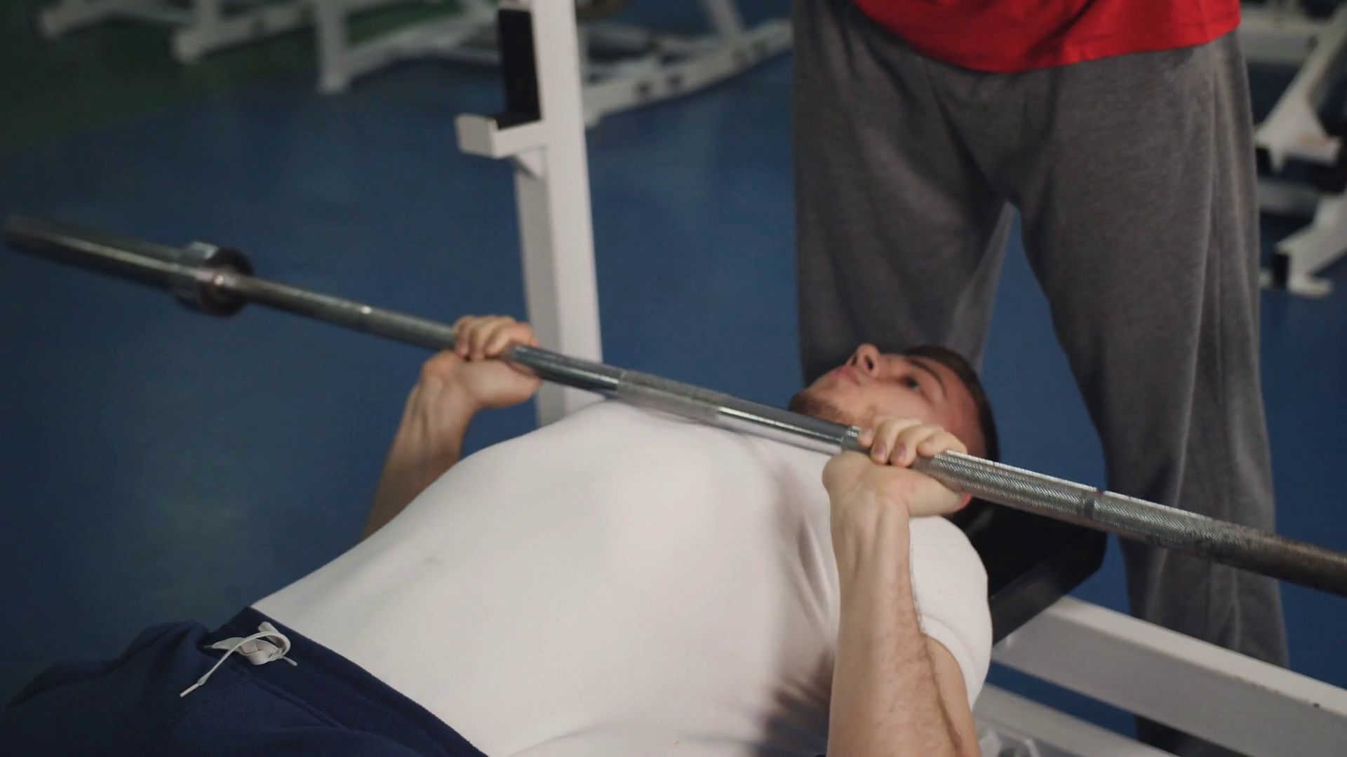 Athlete Performing Bench Press With Stock Footage SBV-334538220 ...