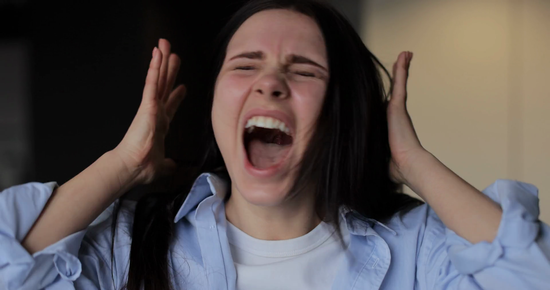 Close Up Of Young Stressed Woman Shouting On Stock Footage SBV ...