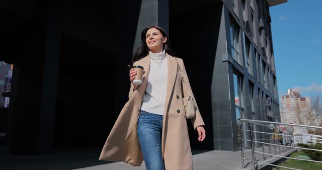Woman Walking Confident Smiling Stock Footage: Royalty-Free Video Clips ...