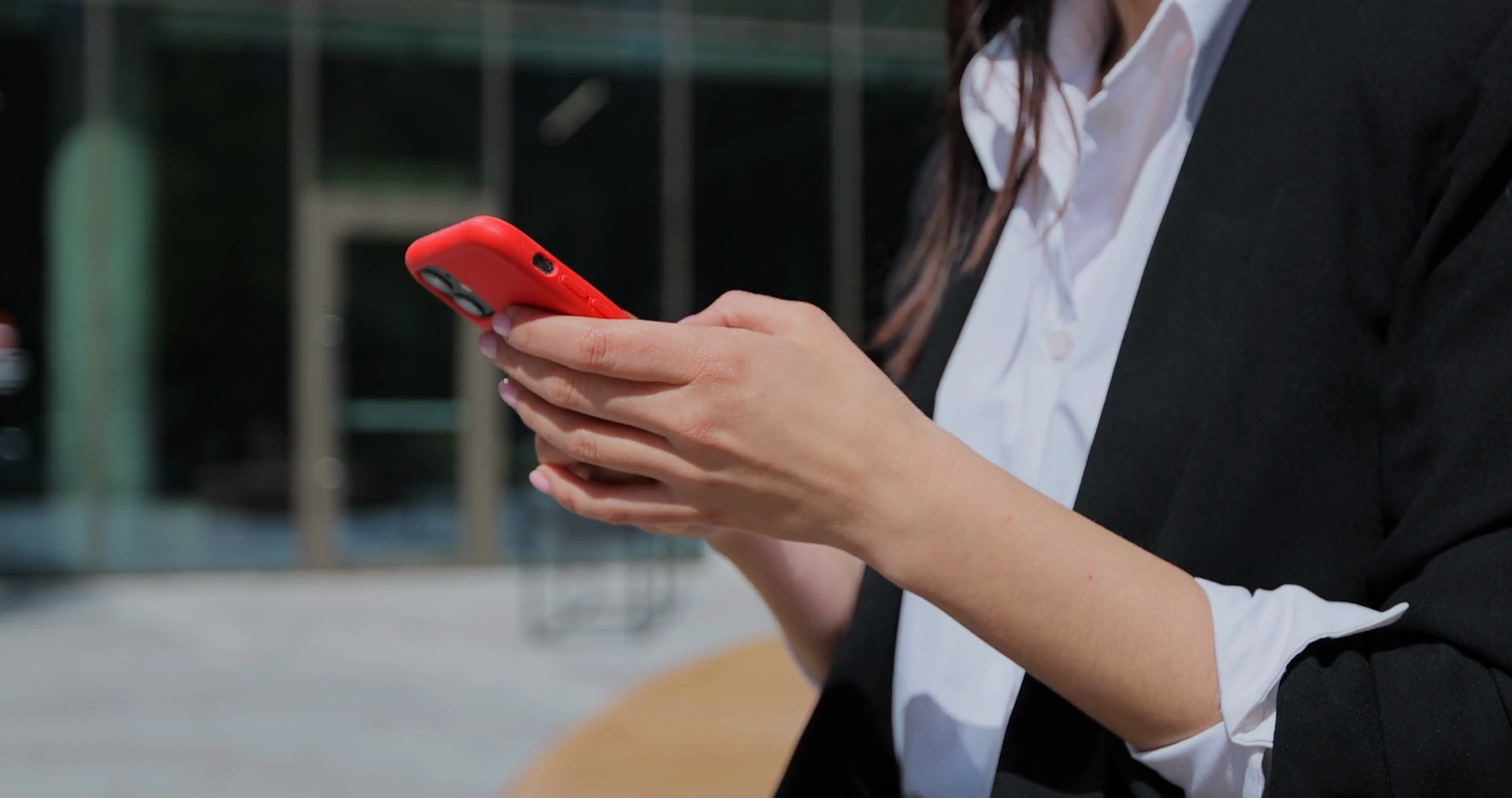Woman Texting On Smartphone On City Street Stock Footage SBV-347667022 ...