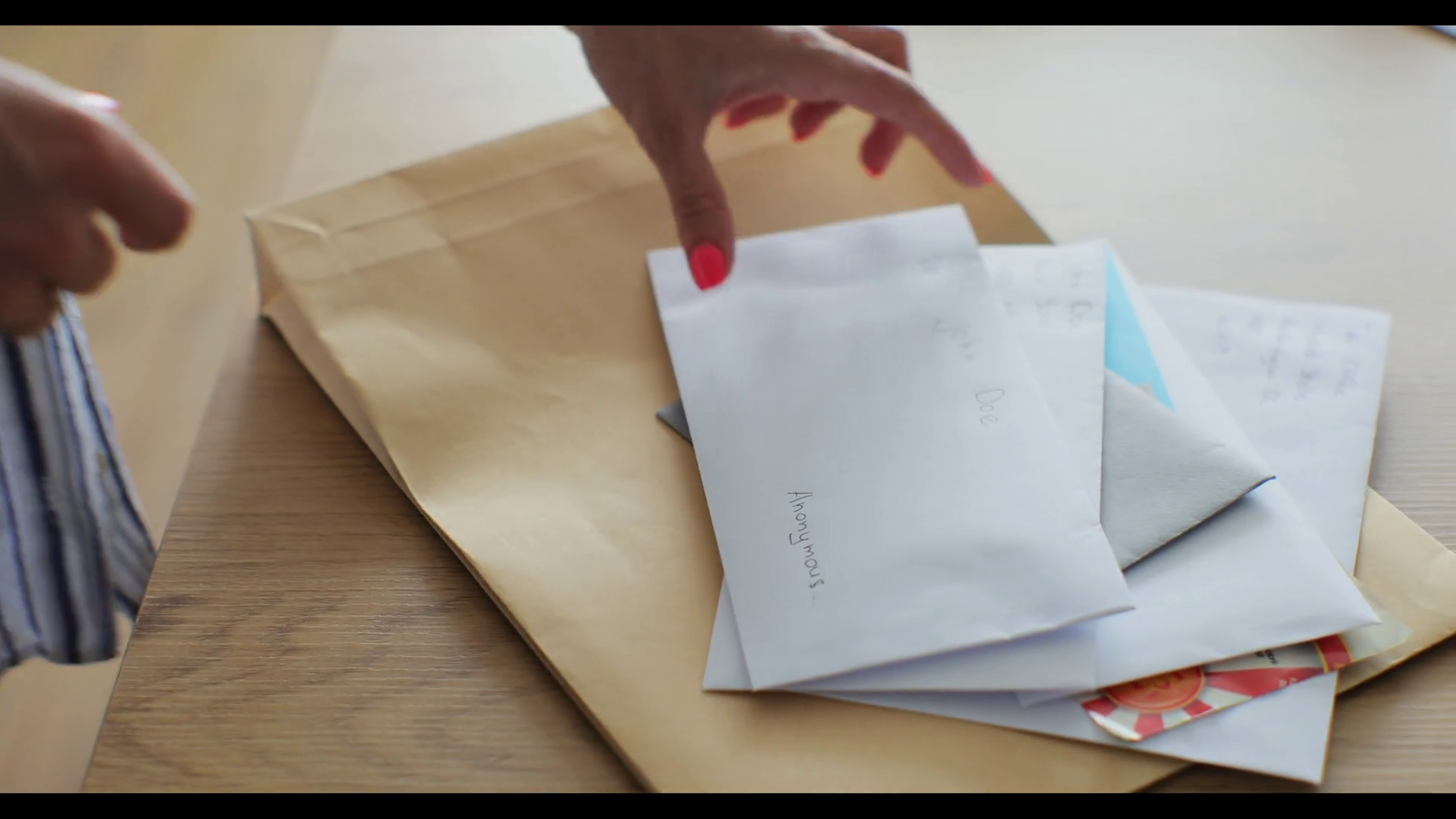 Close-up Woman Hands Pull Out Paper Envelope Stock Footage SBV ...