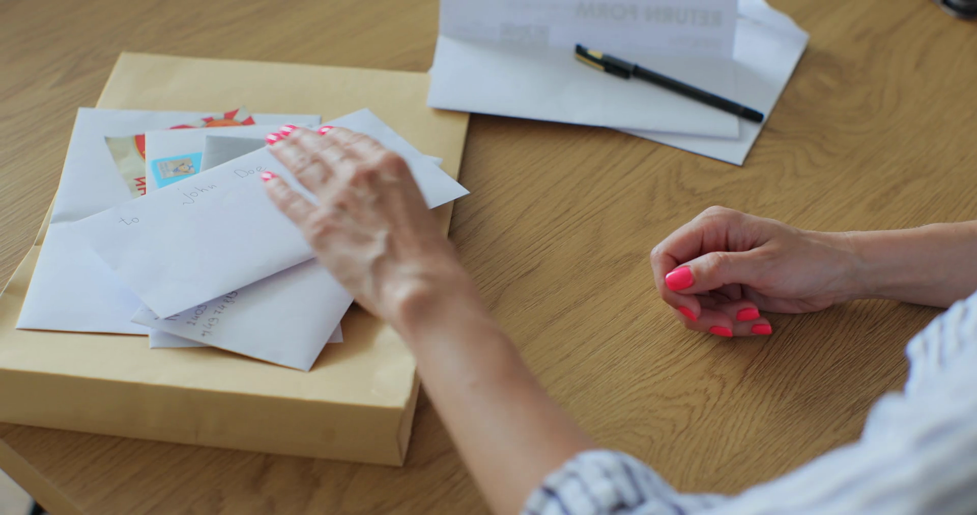 Woman Received Letter With Greeting Card Stock Footage SBV-347773692 ...