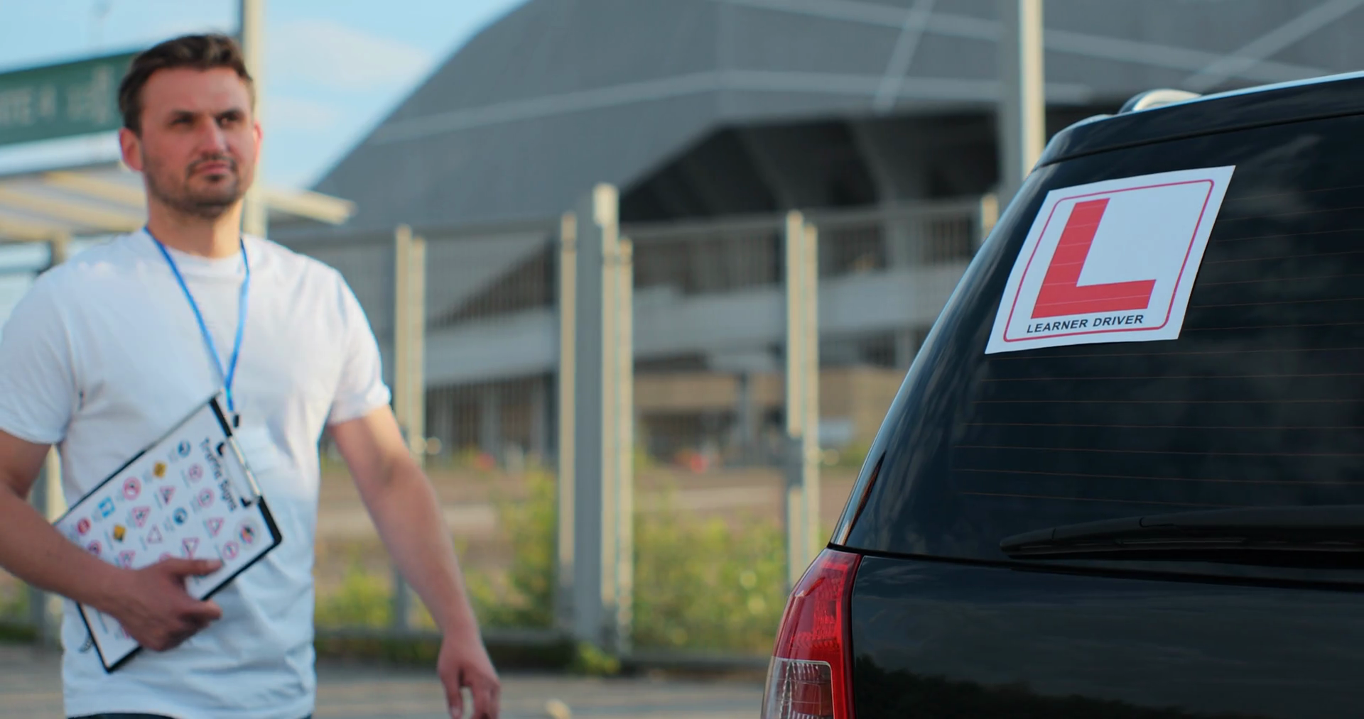 Portrait Of Drivers Instructor Standing Near Stock Footage SBV ...