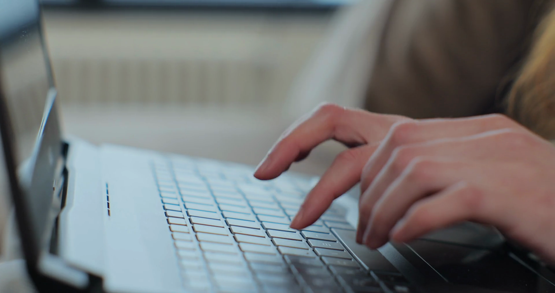 Woman Hands Typing On Laptop Keyboard In Stock Footage SBV-348921552 ...
