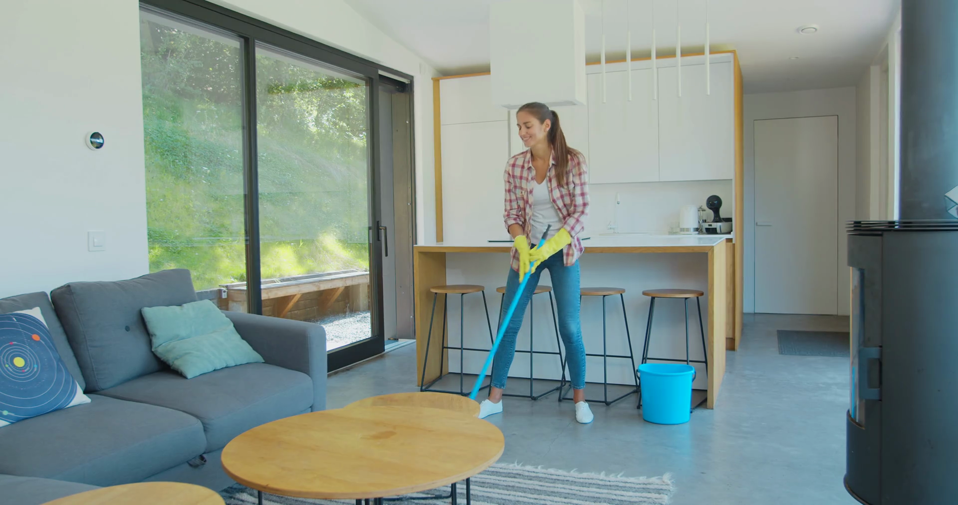 Young Woman Singing Dancing Cleaning House Stock Footage Sbv 337644170
