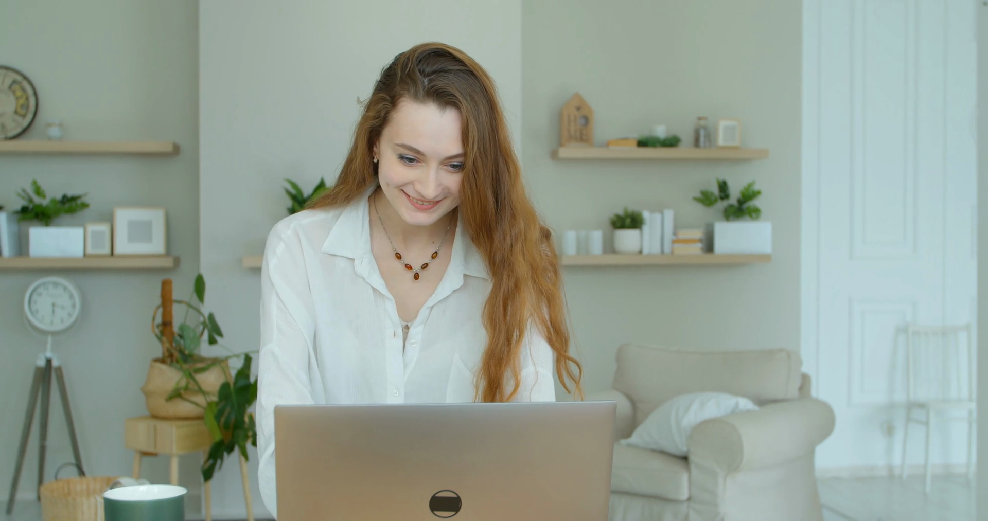 Young Woman Using Laptop Computer Portrait Stock Footage SBV-338523153 ...