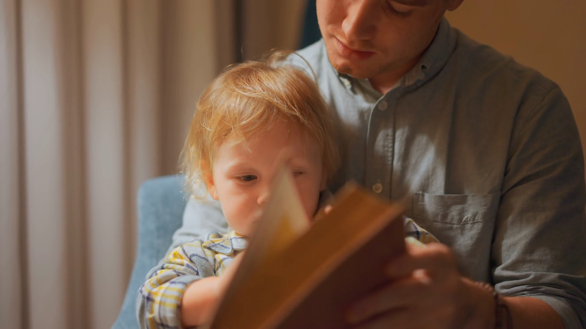 Lonely Dad Read Books Kid Hug Kiss Smile Stock Footage SBV-351972771 ...