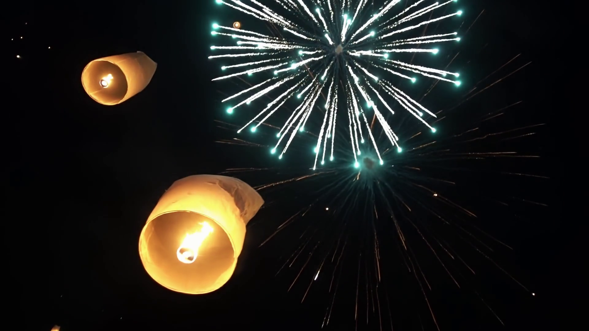 The Chinese Lantern Flies Up Fireworks In Sky Stock Footage SBV ...