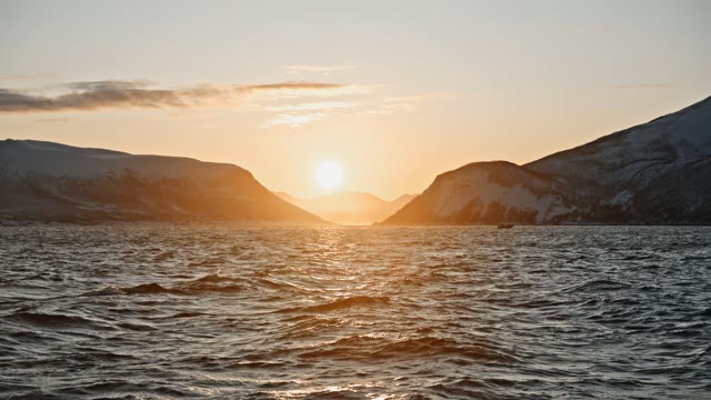 Split Shot Of Brilliant Dramatic Sunrise And Cold Deep Dark Ocean ...