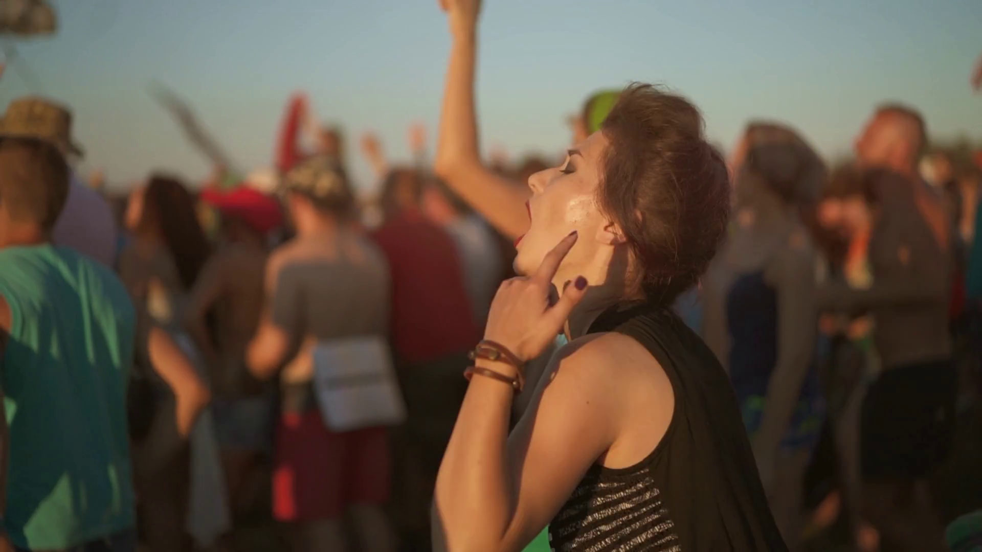 Fans Dancing At Open-air Rock Concert Woman Stock Footage SBV-338411771 ...