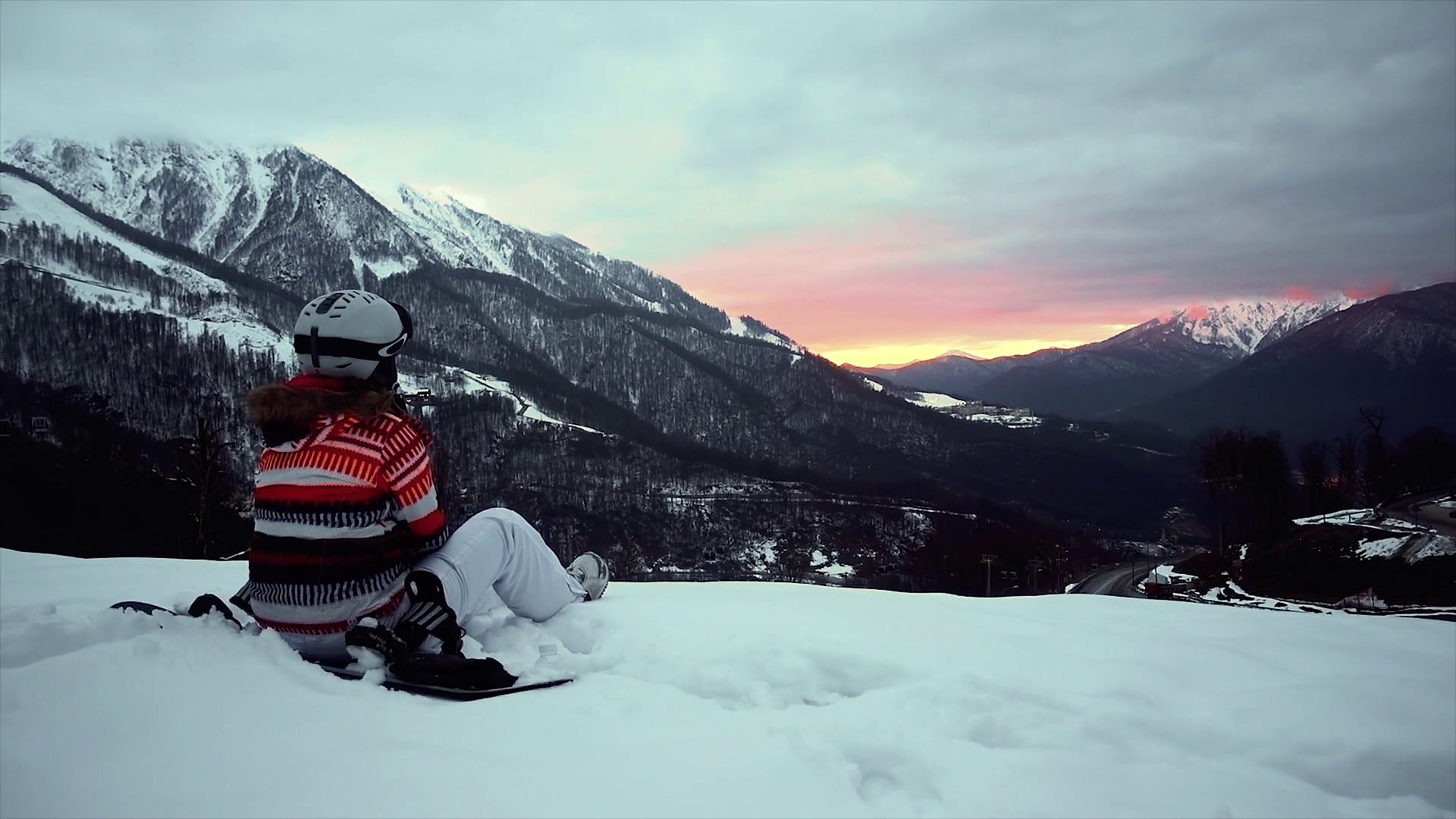 Female Snowboarder On Mountain In Sunset Stock Footage SBV-321302851 ...