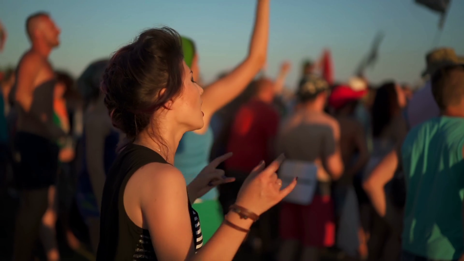 Music Fans Enjoying Summer Gig Portrait Of Stock Footage SBV-338903375 ...
