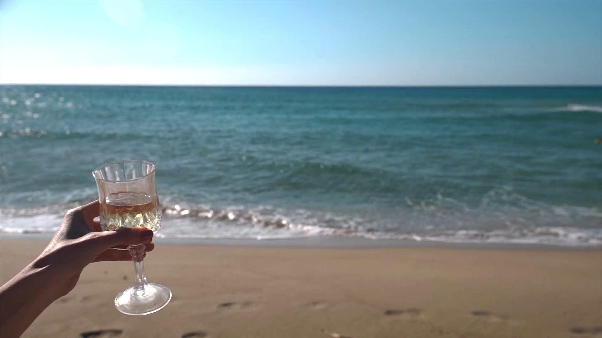 Women Cheers With Wine Glasses In Sunny Beach Stock Footage SBV ...
