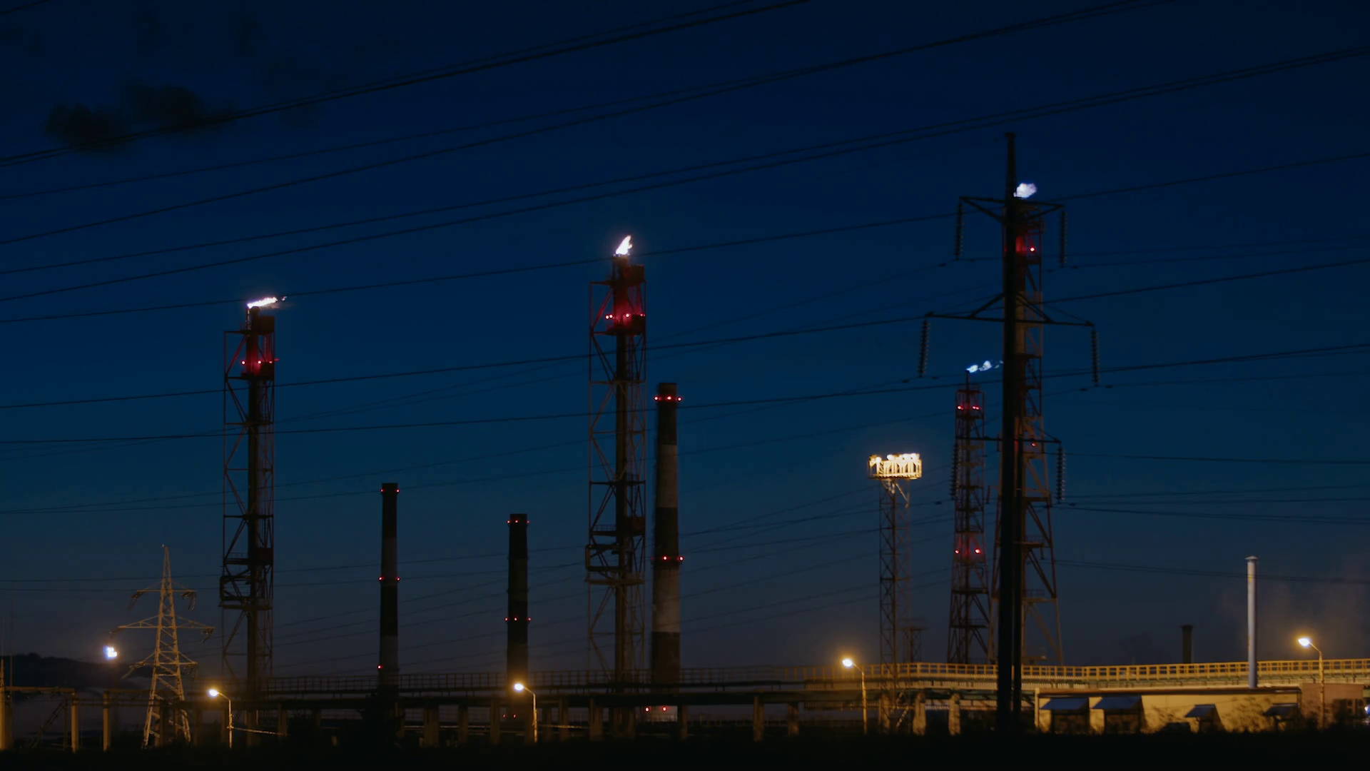 Night View Of Gas Flare At Oil Refinery Stock Footage SBV-338785950 ...
