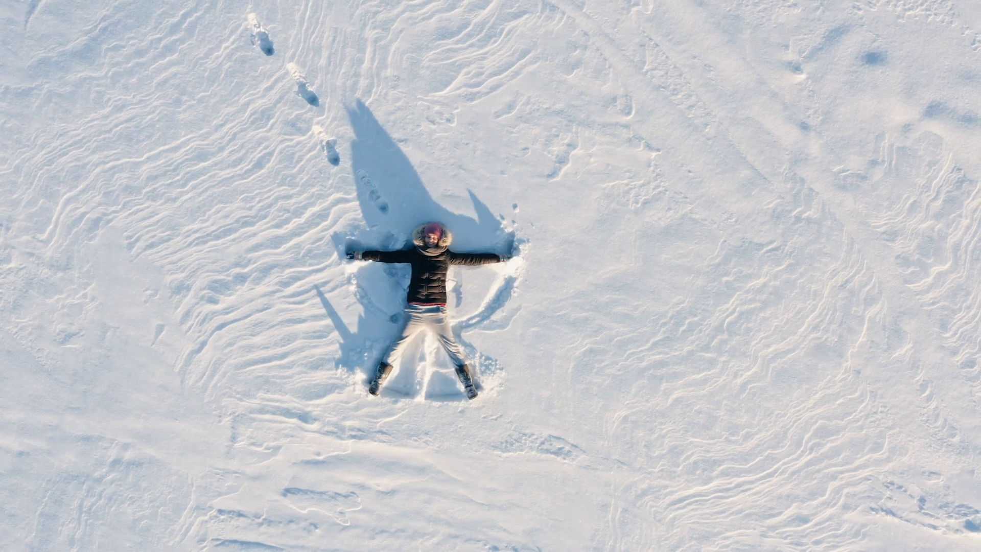 winter snow angel drone view Stock Video Footage - Storyblocks