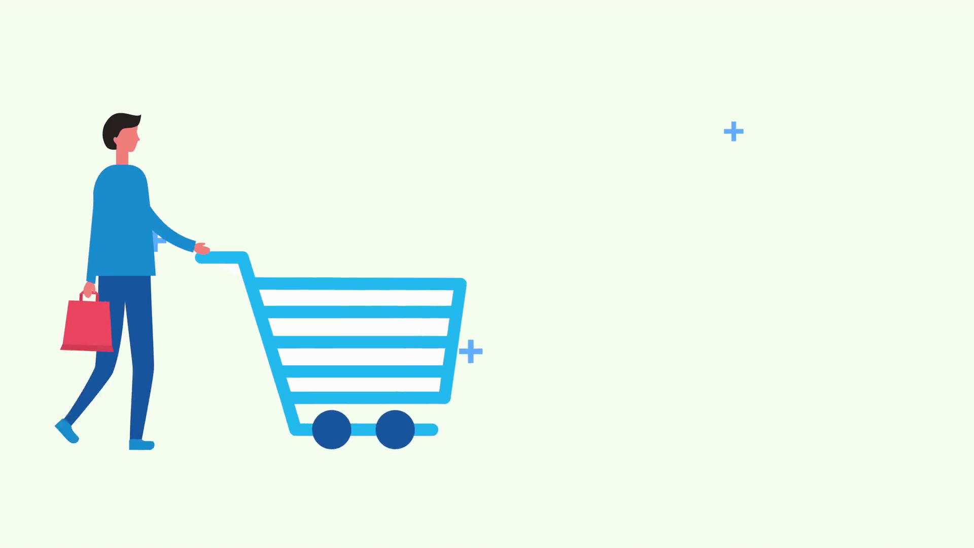 man with shopping cart and icons ,4k video animated Motion Background ...