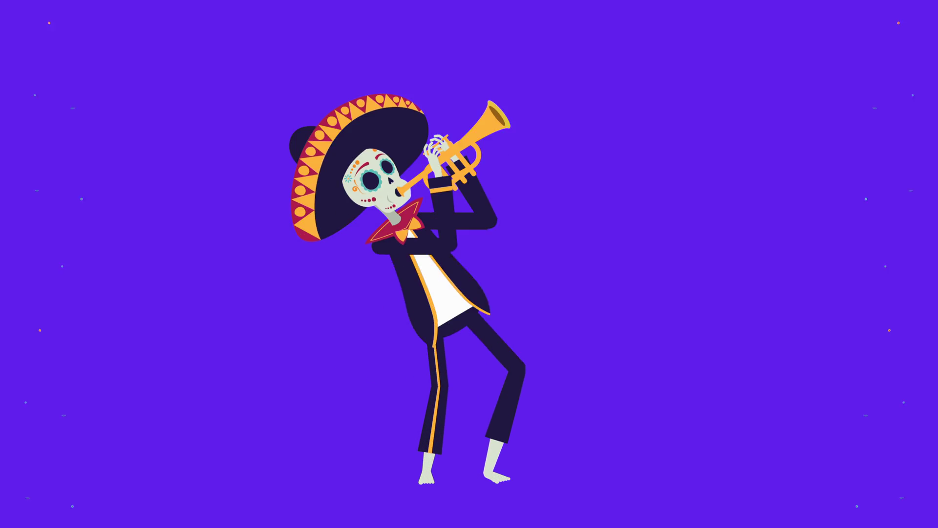 viva mexico animation with skull mariachi playing trumpet ,4k video ...