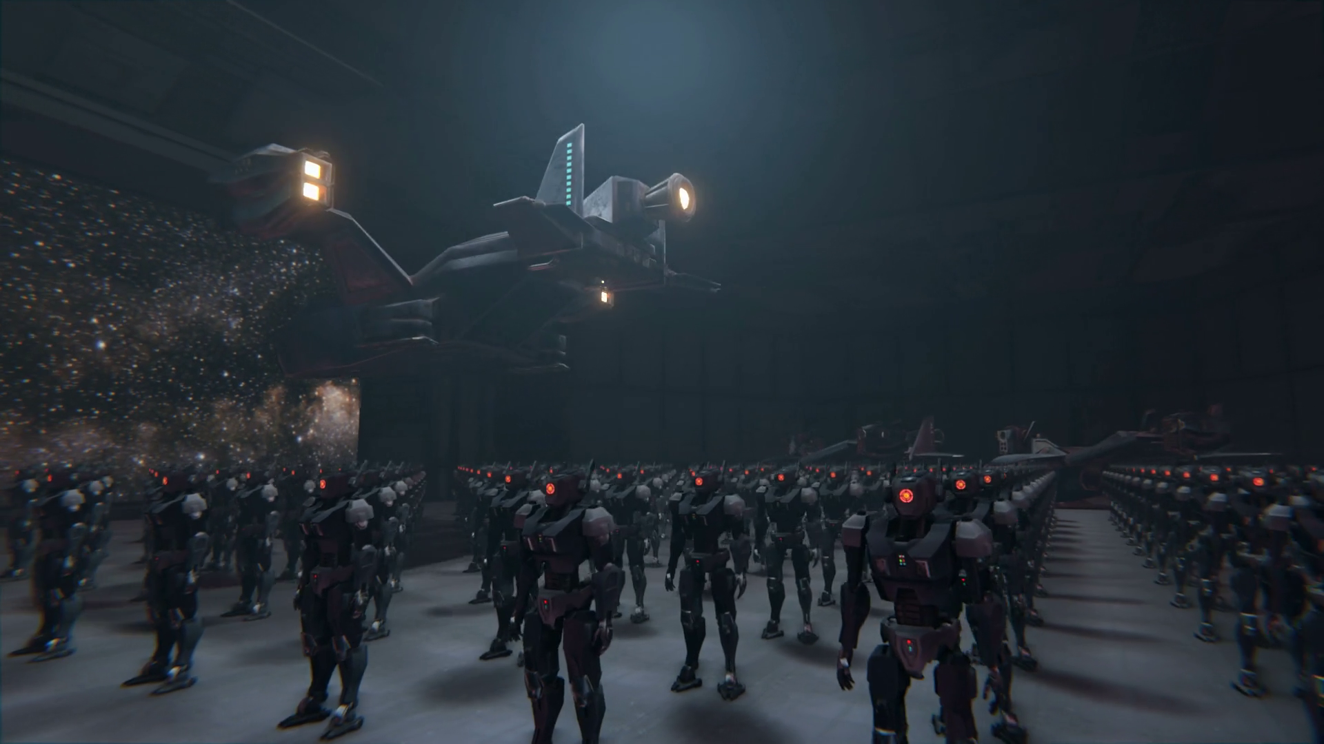 Spaceship Leaving Hangar With Android Stock Motion Graphics SBV ...