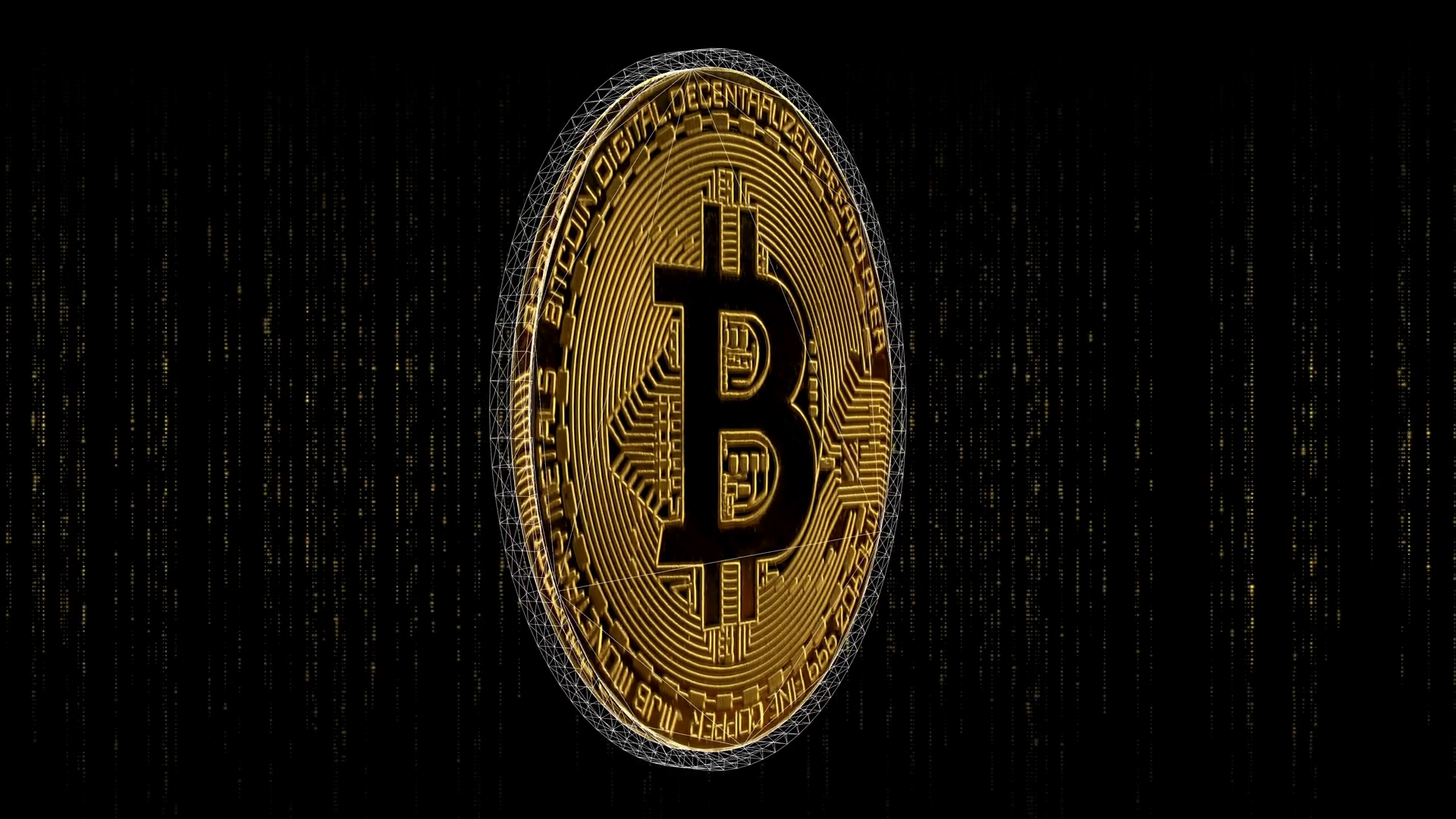 Bitcoin With Wireframe Effect Rotating Stock Motion Graphics SBV-333197286 - Storyblocks