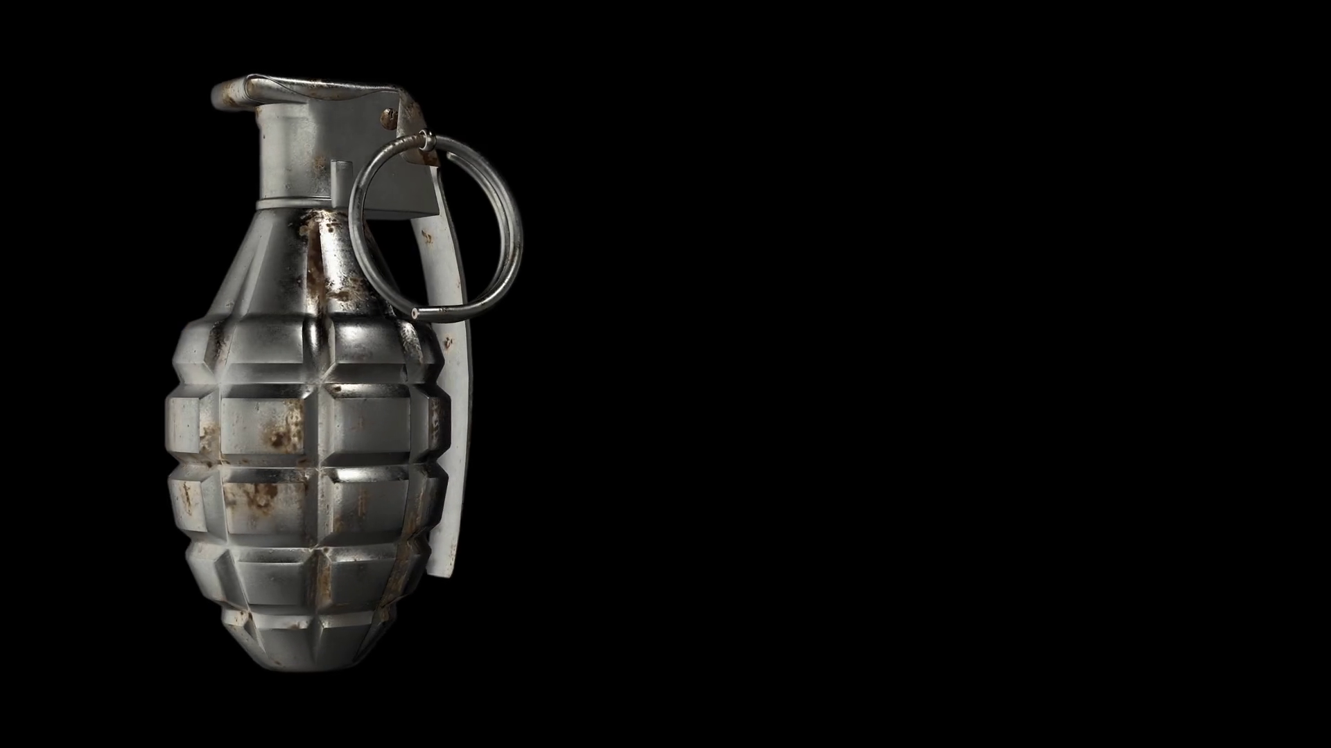 Hand grenade rotating against a black background - seamless looping ...