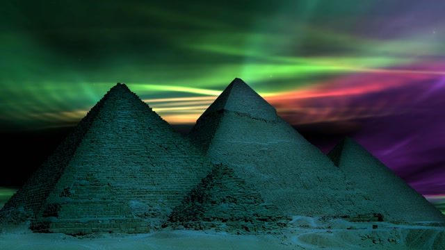 All Pyramids Of Egypt Together At Night With Starry Sky Stock Footage ...