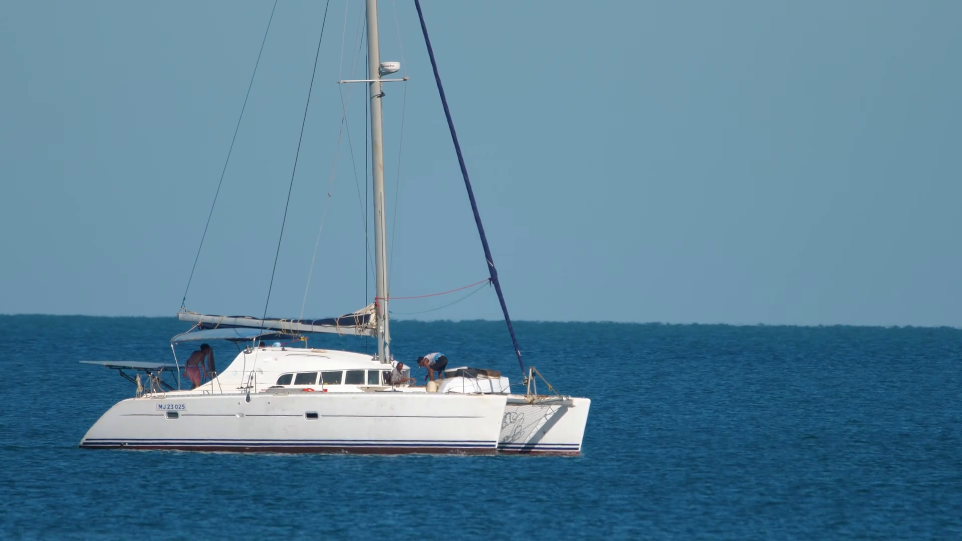 Lagoon Charter Catamaran Sailing In Indian Stock Footage SBV-351936195 ...