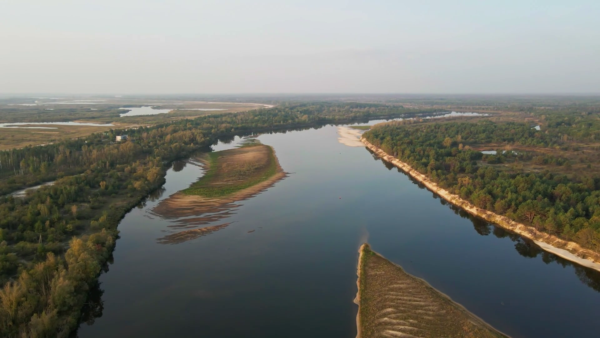 Drone Footage Of Beautiful Prypiat River Of Stock Footage SBV-352061630 ...