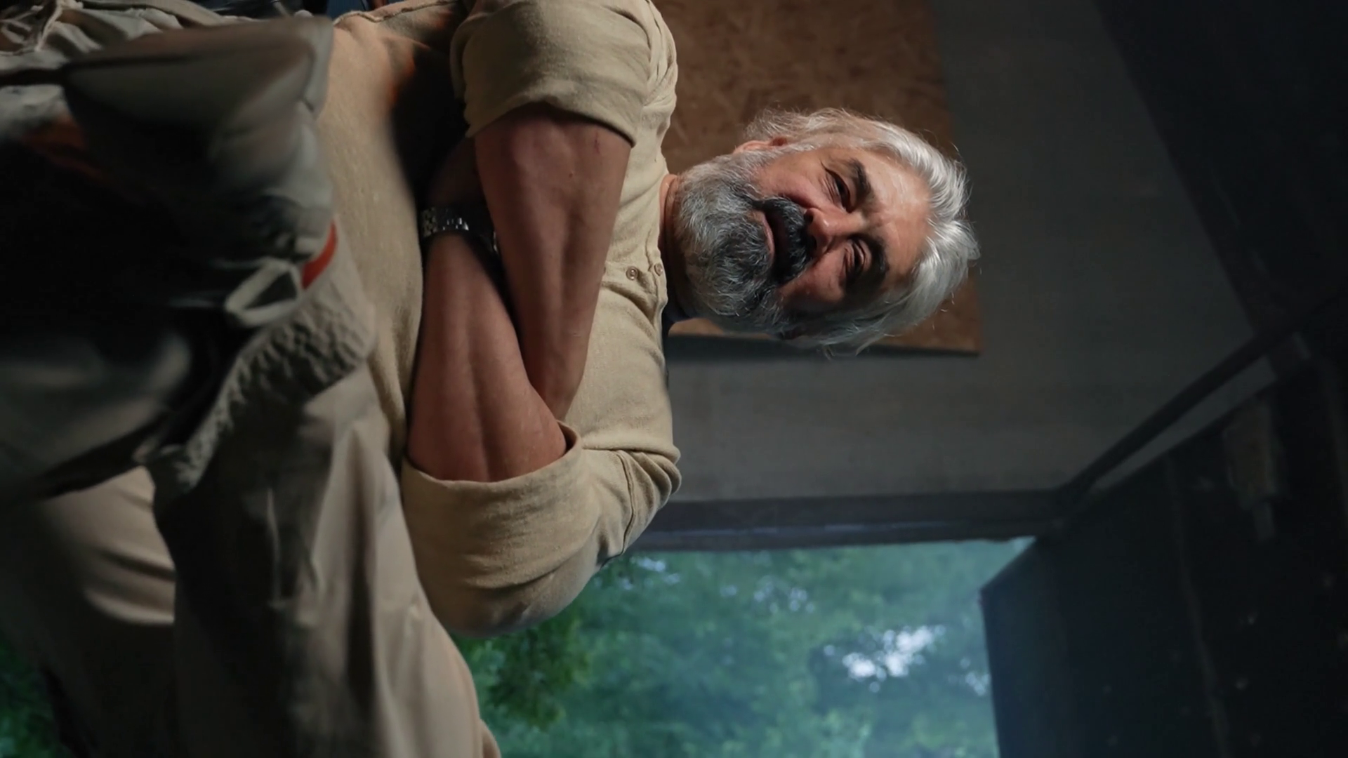 Vertical Of Senior Bearded Master Sits Stock Footage SBV-351975744 ...