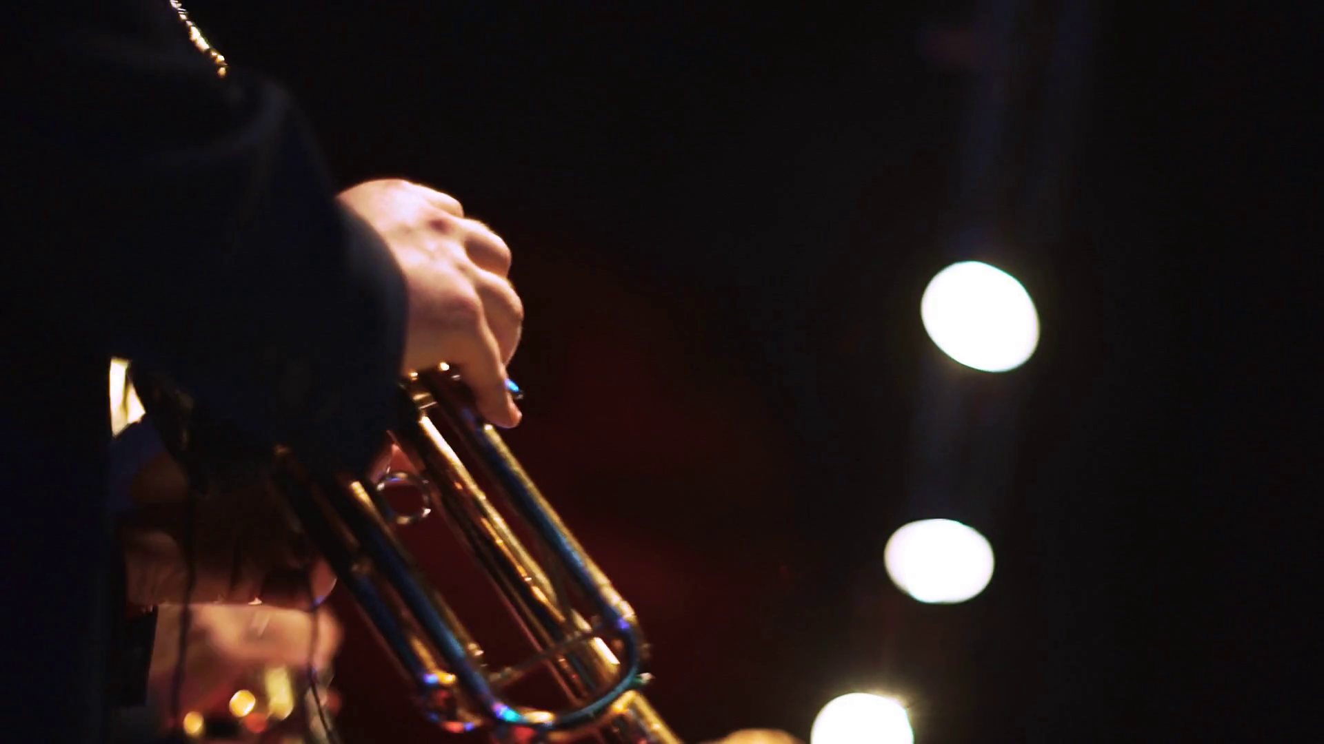 Two Men Playing On Trumpets On Stage 1 Stock Footage SBV-304599759 ...
