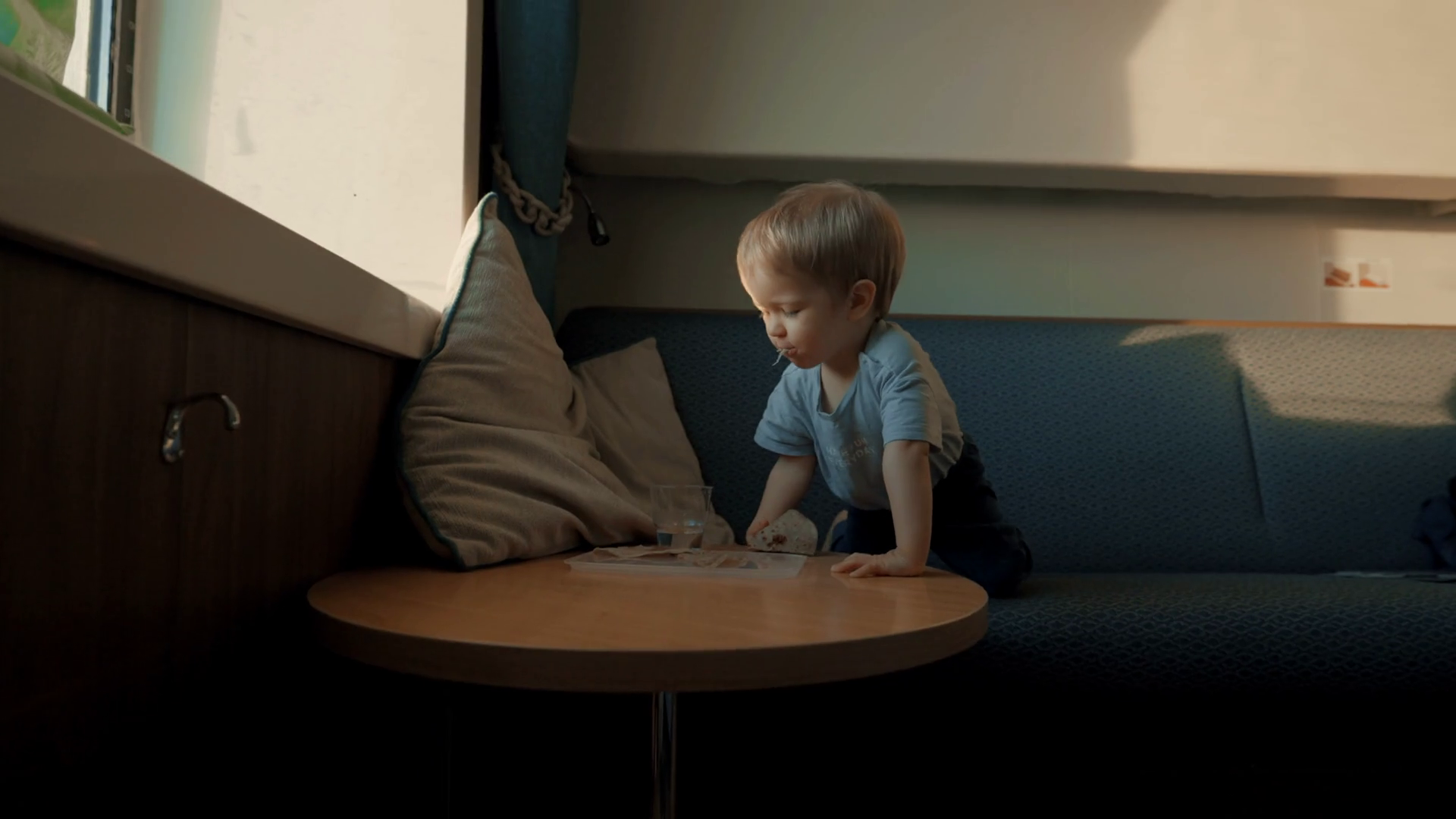 Hungry Toddler Eats Snack Sitting On Stock Footage SBV-347352986 ...