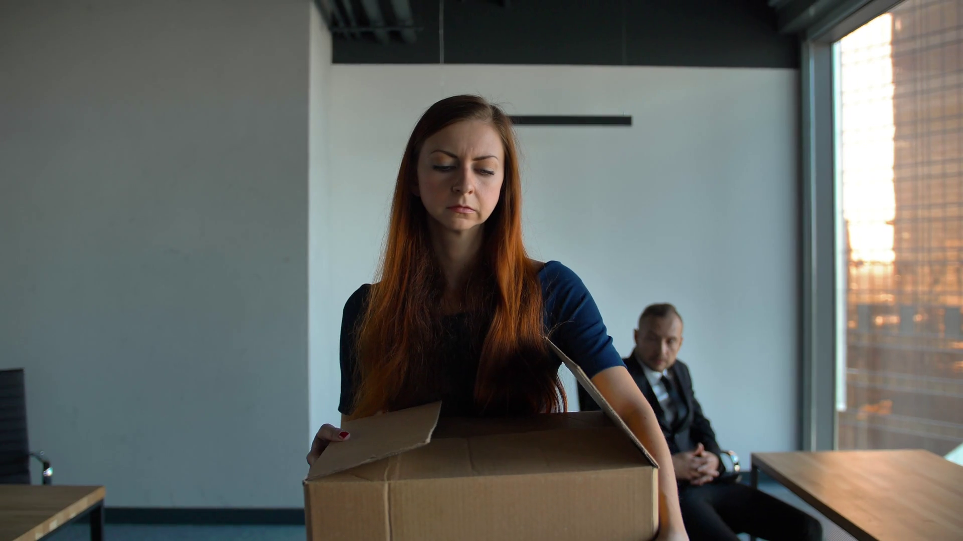 Sad Employee Packing Belongings Leaving Stock Footage SBV-338674427 ...