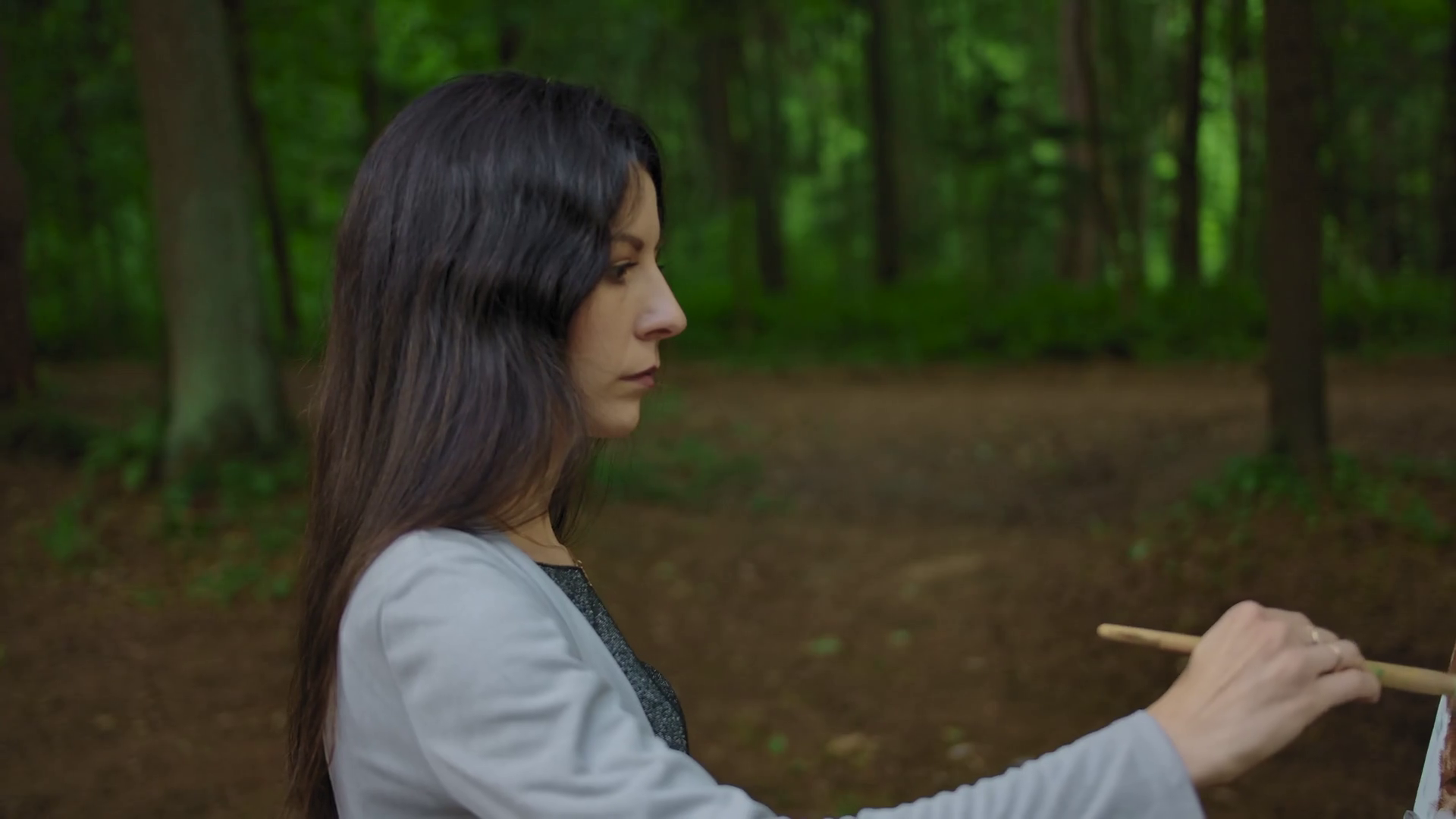 Side View Of Girl Painting Landscape In Stock Footage SBV-338678183 ...