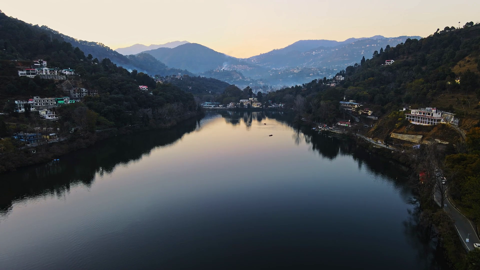 Aerial View Of Bhimtal Lake In Nainital Stock Footage SBV-348696446 ...