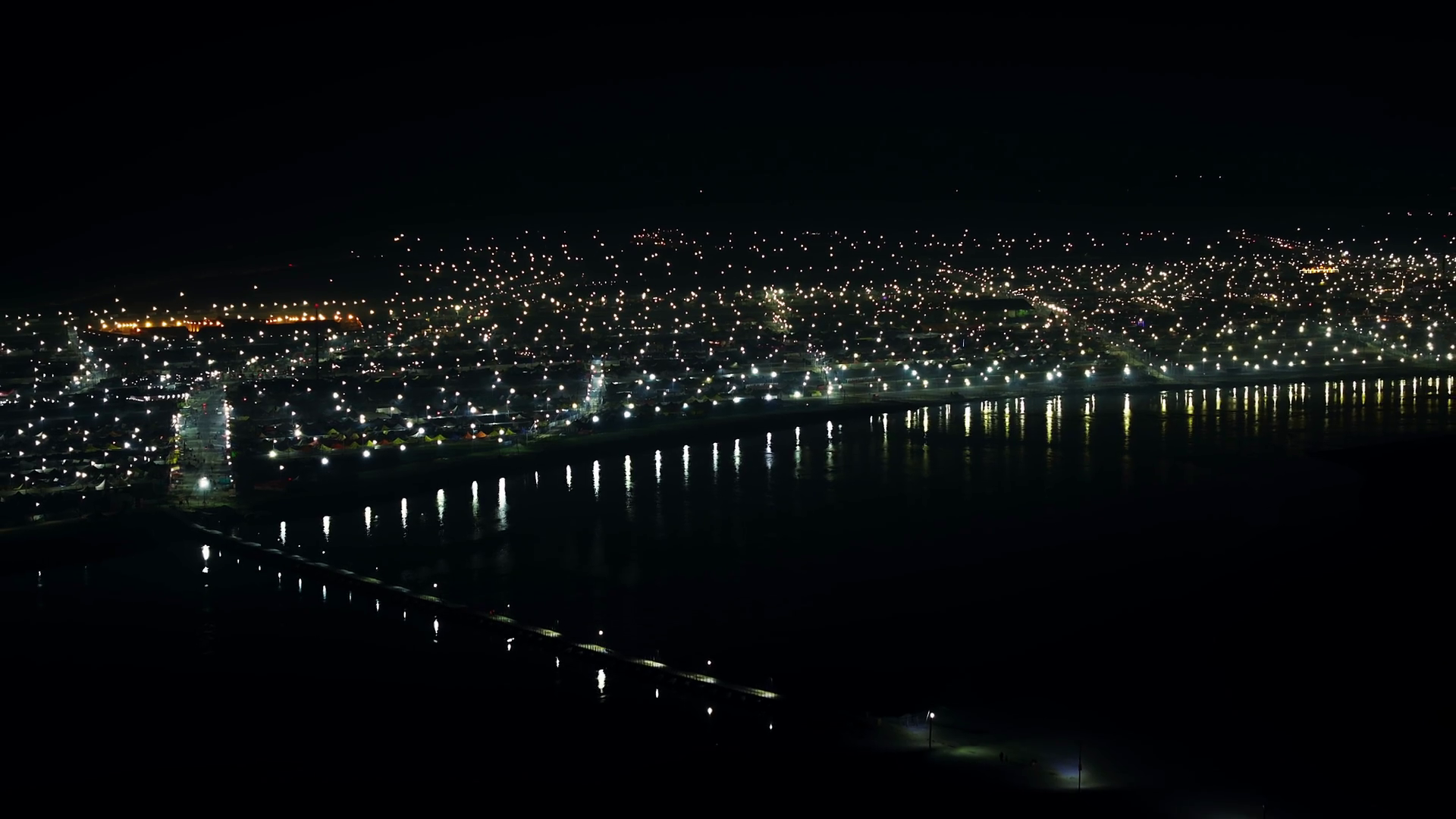 Night Aerial View Of Prayagraj India During Stock Footage SBV-351867002 ...