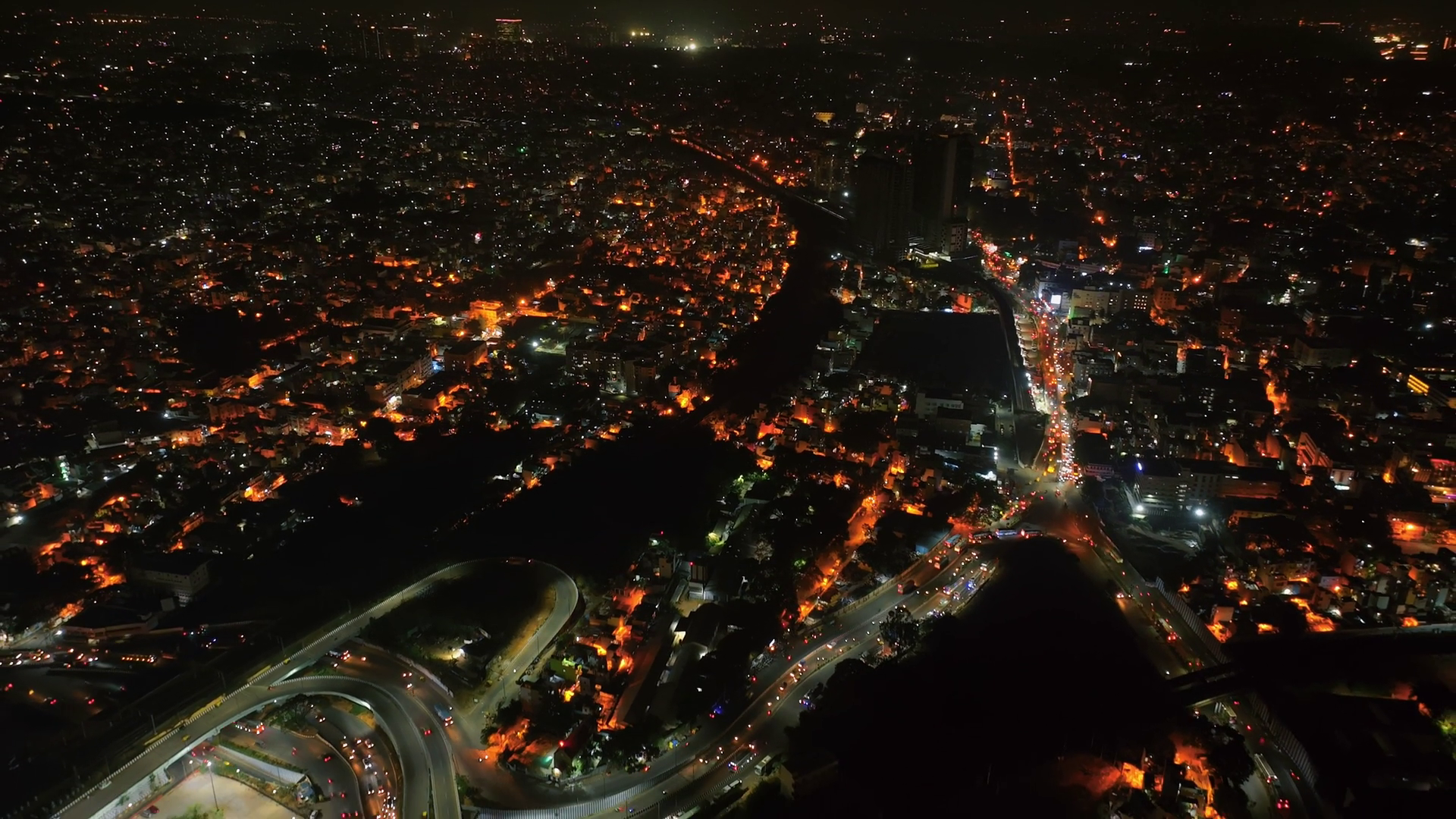 Night Top-view Aerial View Of Bengaluru City Stock Footage SBV ...