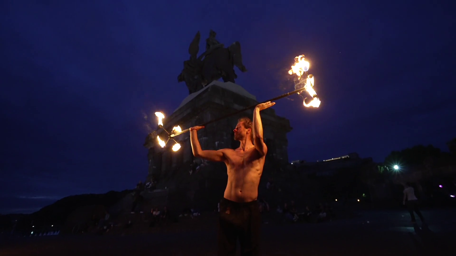 Fire Show Performance Male Fire Juggler Stock Footage SBV-348694301 ...