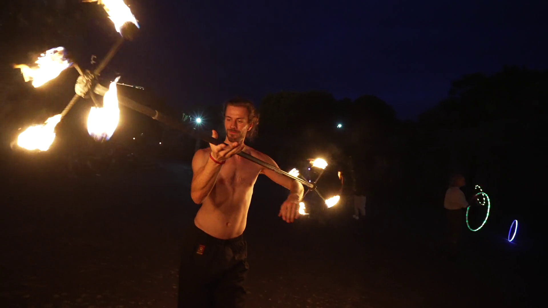 Fire Show Performance Male Fire Juggler Stock Footage SBV-348694344 ...