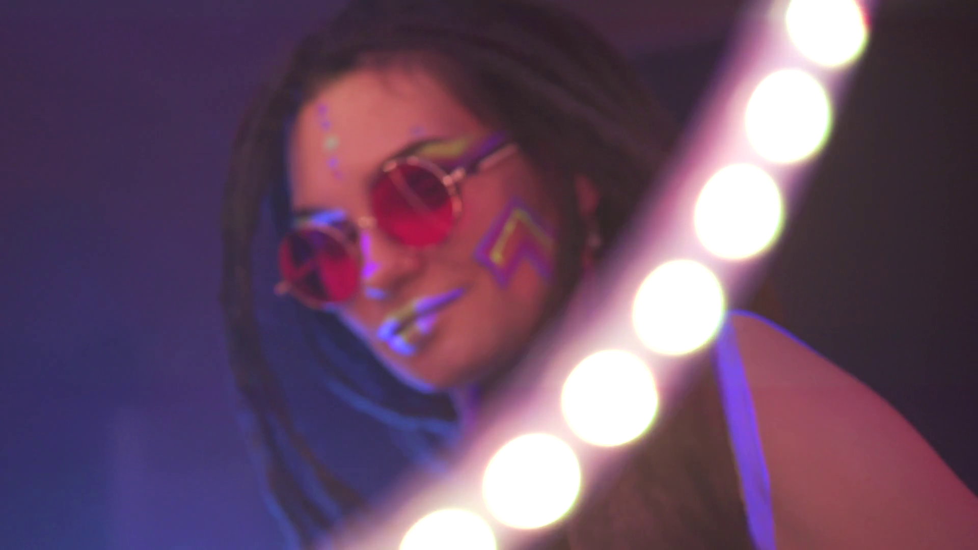 Portrait Of Girl With Dreadlocks In Neon Uf Stock Footage SBV-338378887 ...