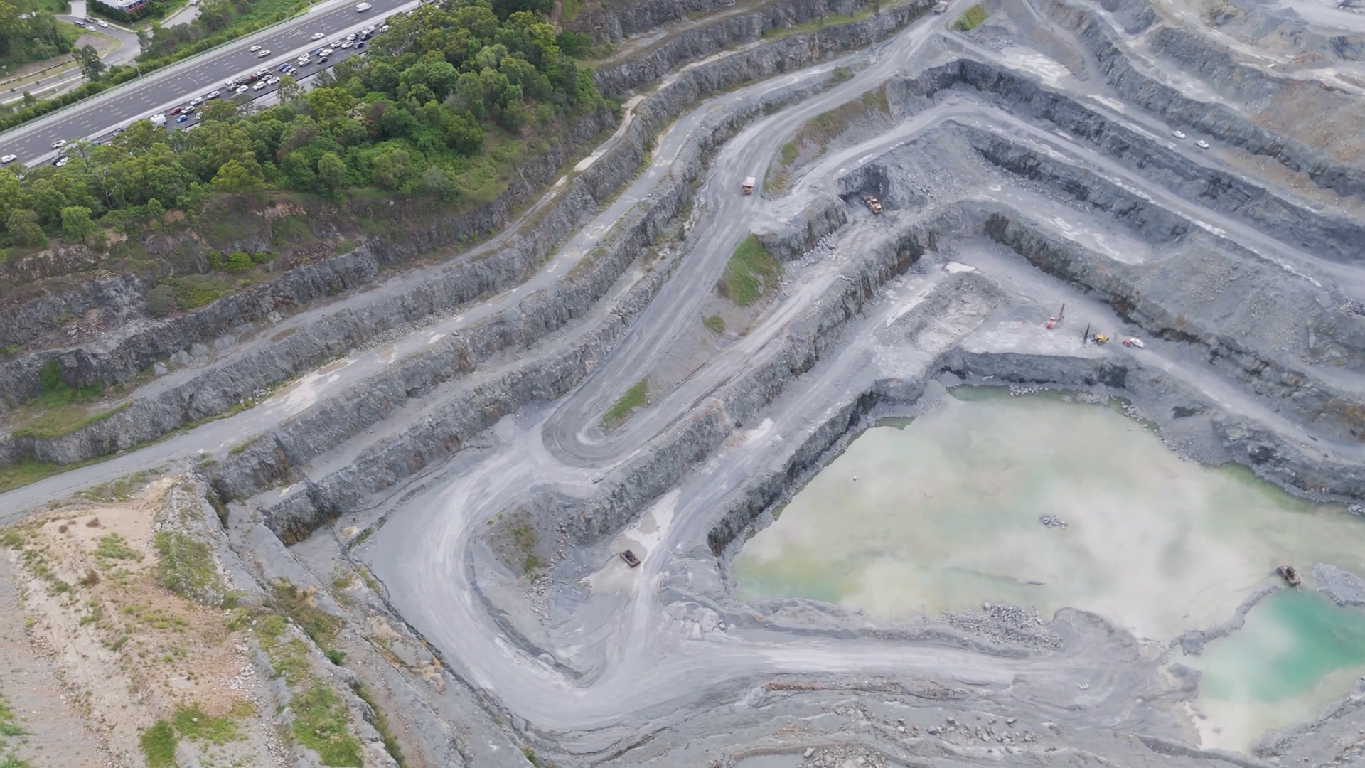 Aerial View Of Quarry Operations Stock Footage SBV-352543654 - Storyblocks