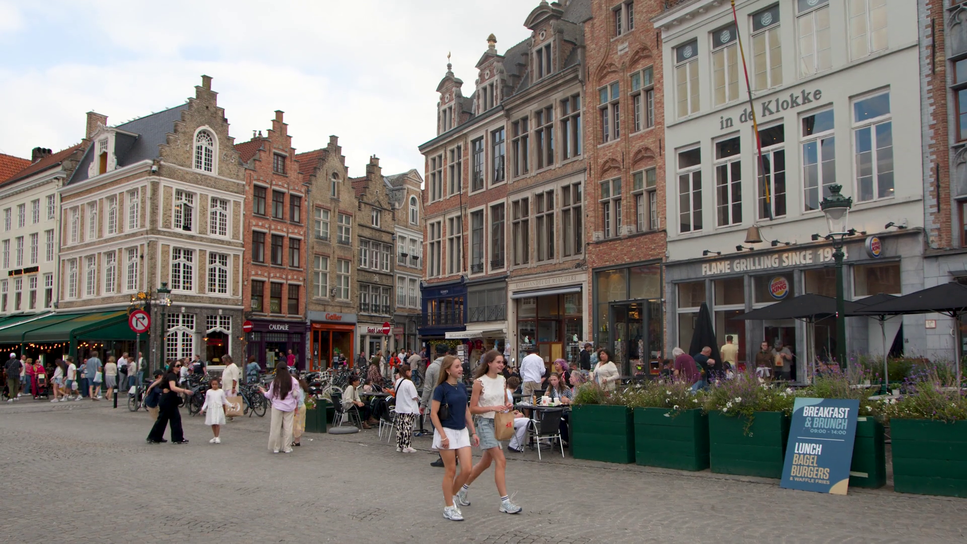 Tourists Stroll Dine In Bruges Market Square Stock Footage SBV ...