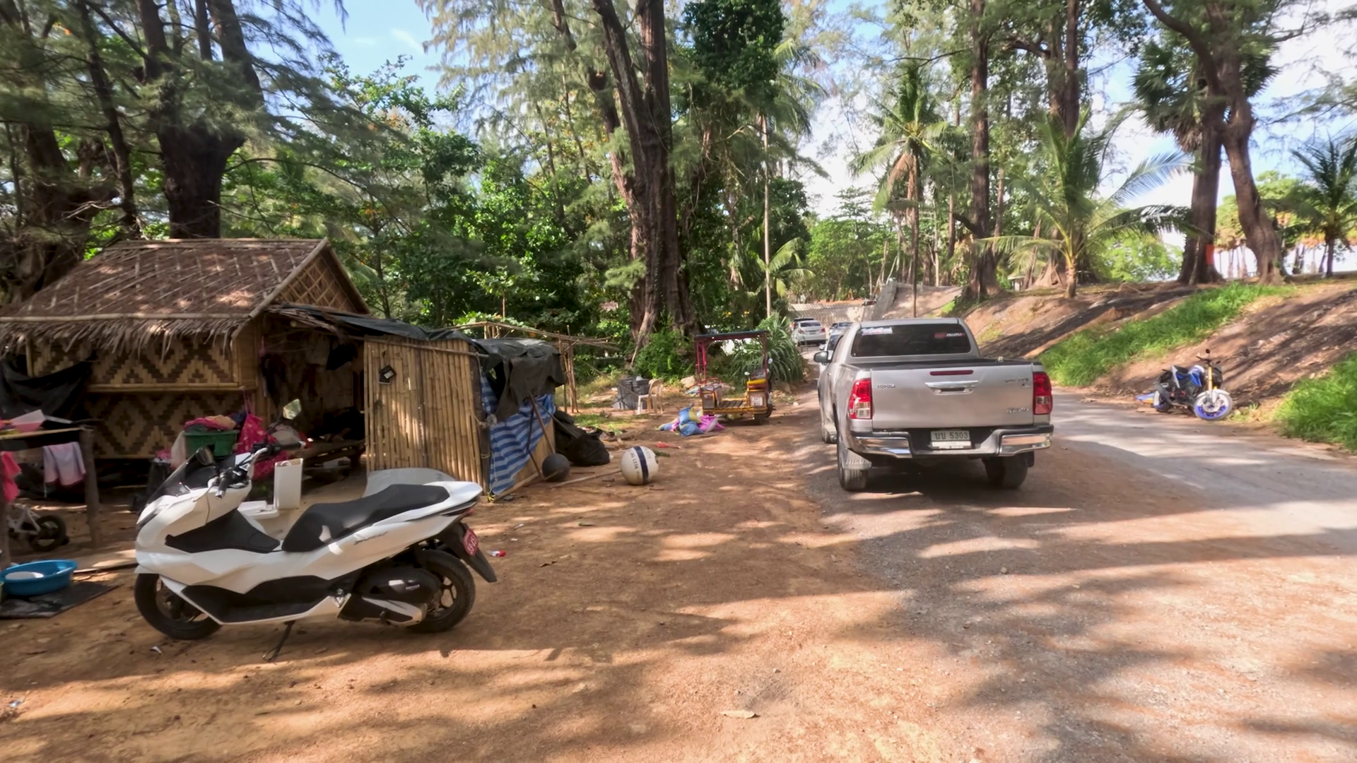 Pickup Truck Passing Rural Coastal Hut In Stock Footage SBV-353016979 ...