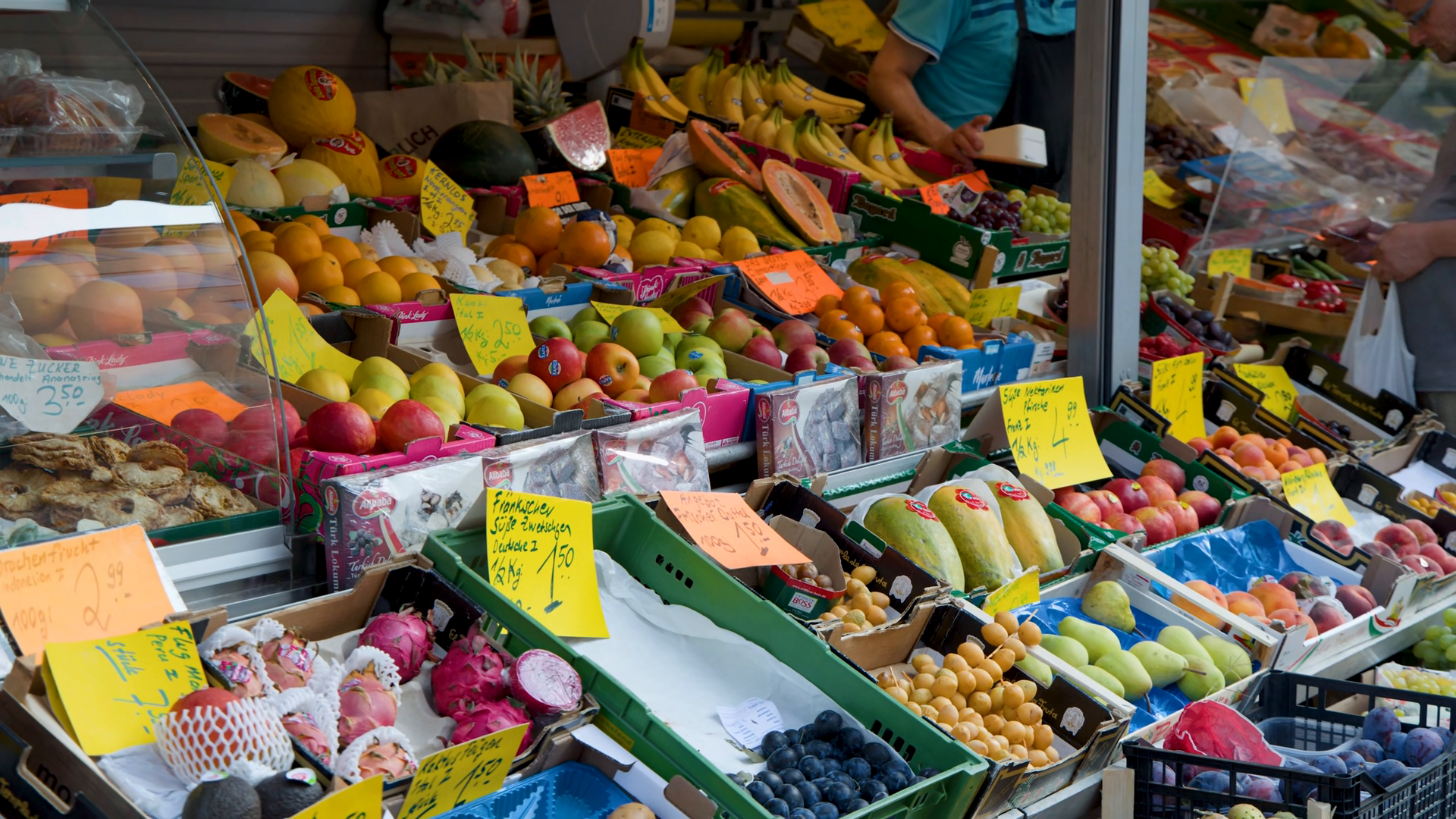 Colorful Fruit Stand At Nuremberg Outdoor Stock Footage SBV-353576798 ...