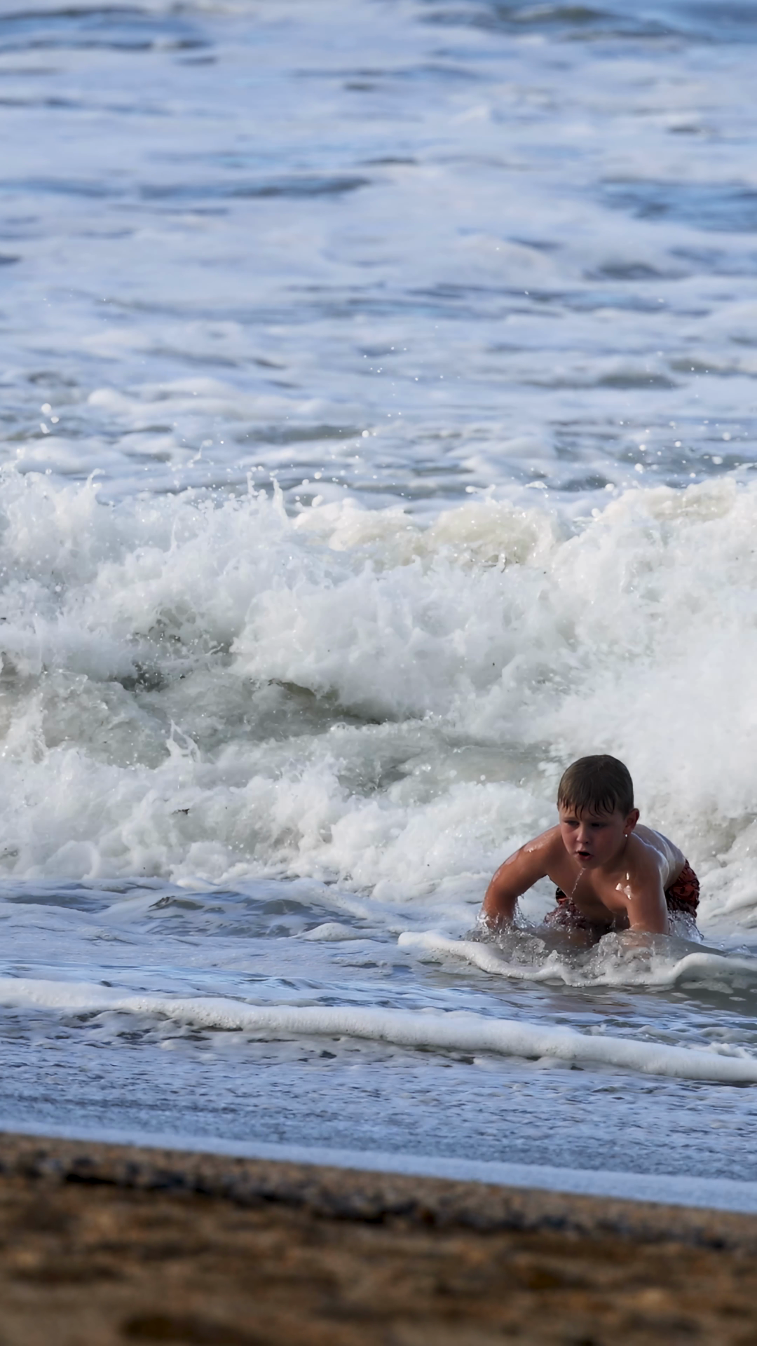 Child Playing In Ocean Waves At Beach Stock Footage SBV-353139048 ...