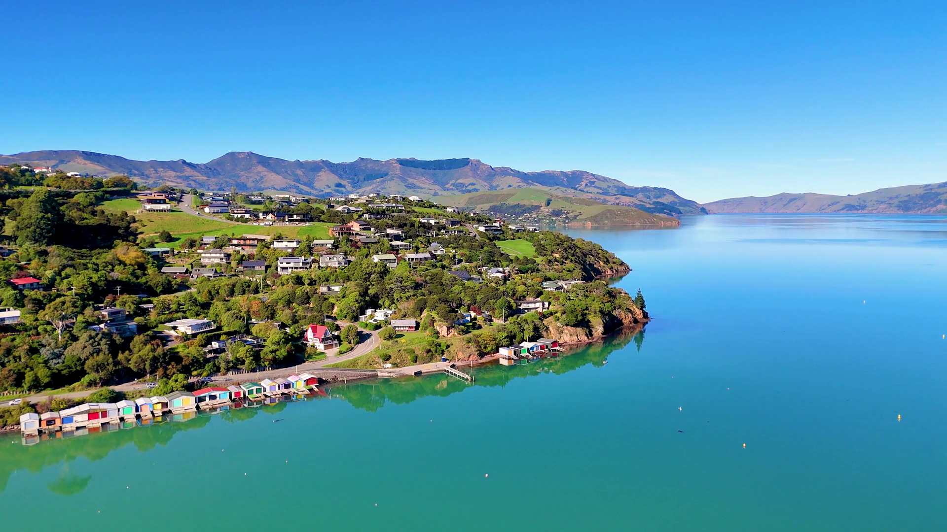 Scenic Aerial View Of Akaroa Harbour Stock Footage SBV-352488482 ...
