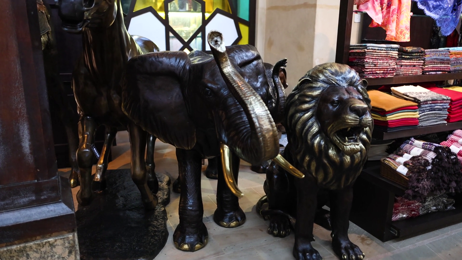 Statues Of Lion Elephant In Dubai Stock Footage SBV-352341861 - Storyblocks