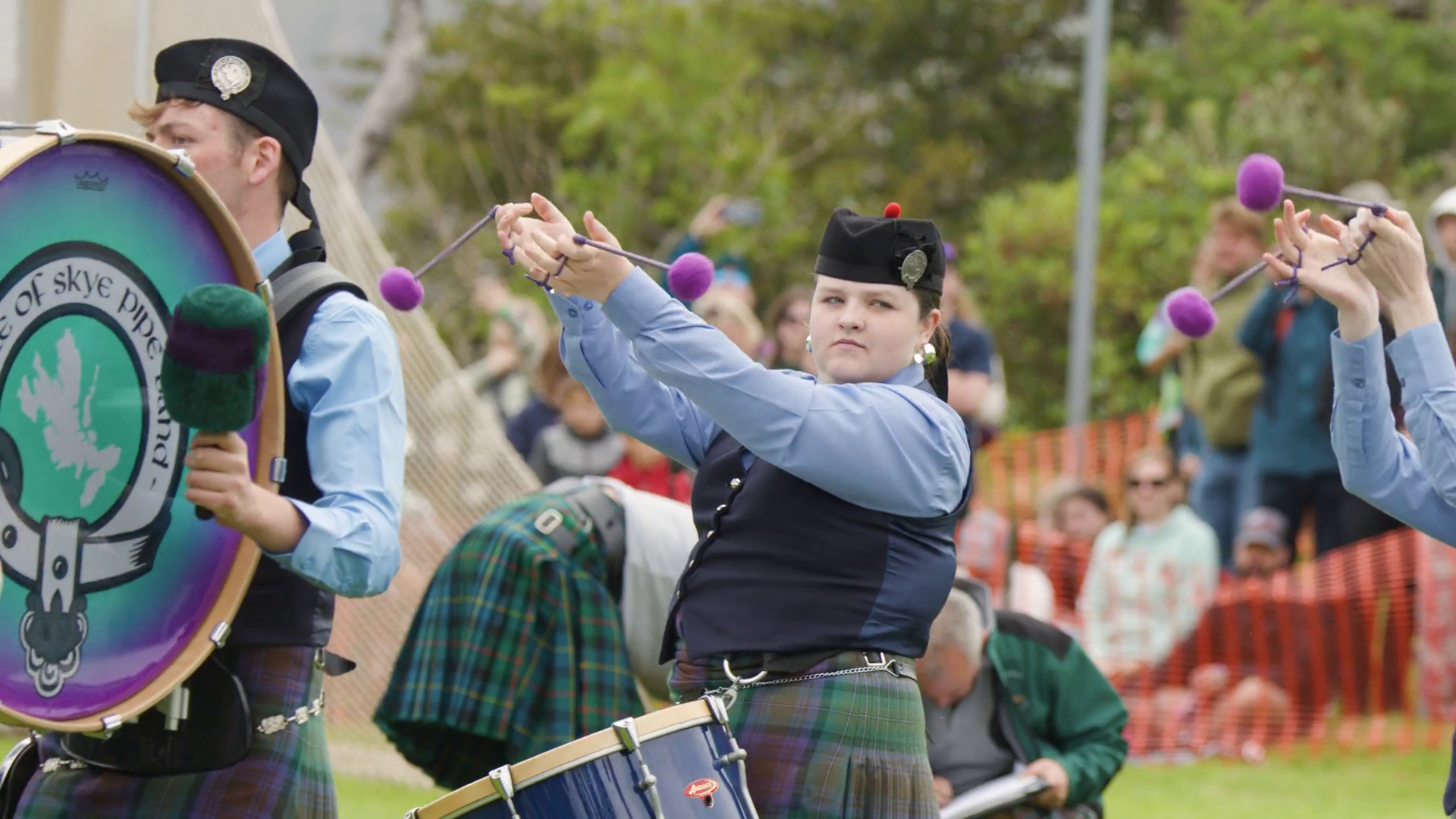Scottish Pipe Band Marching Performing At Stock Footage SBV-352655210 ...