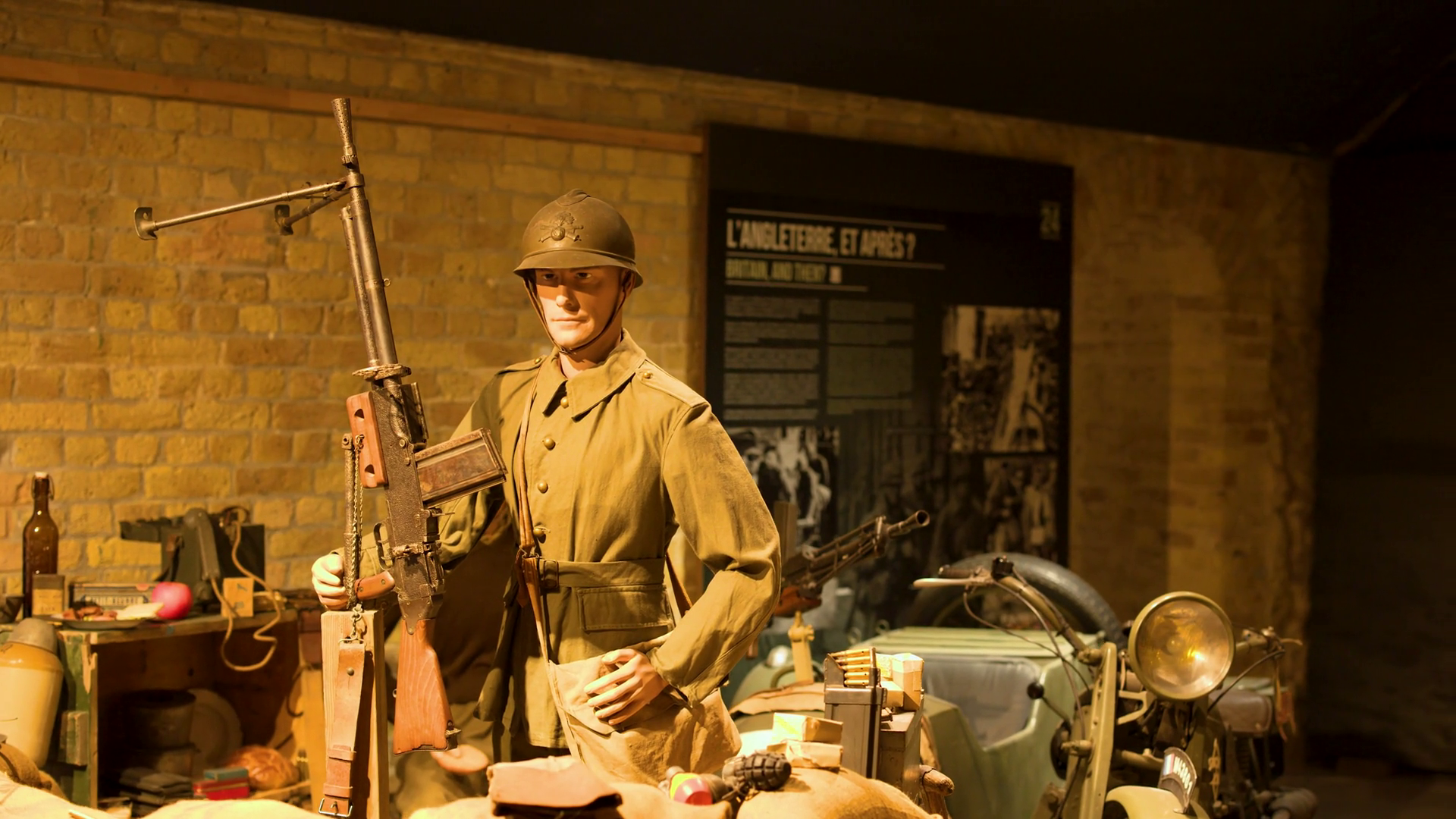 French Soldier Mannequin With Light Machine Stock Footage SBV-353359539 ...