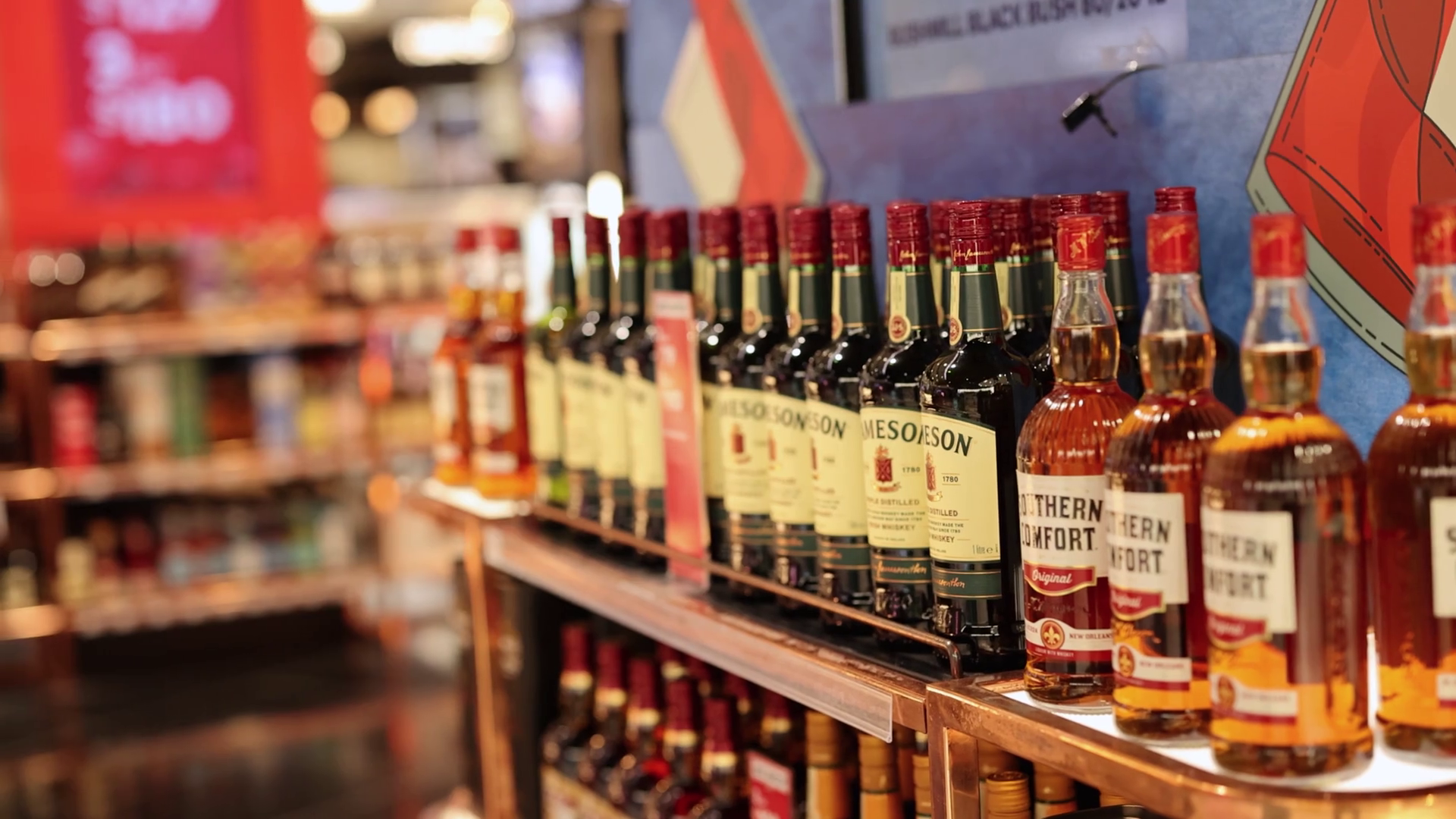 Duty-free Alcohol Display At Auckland Airport Stock Footage SBV ...