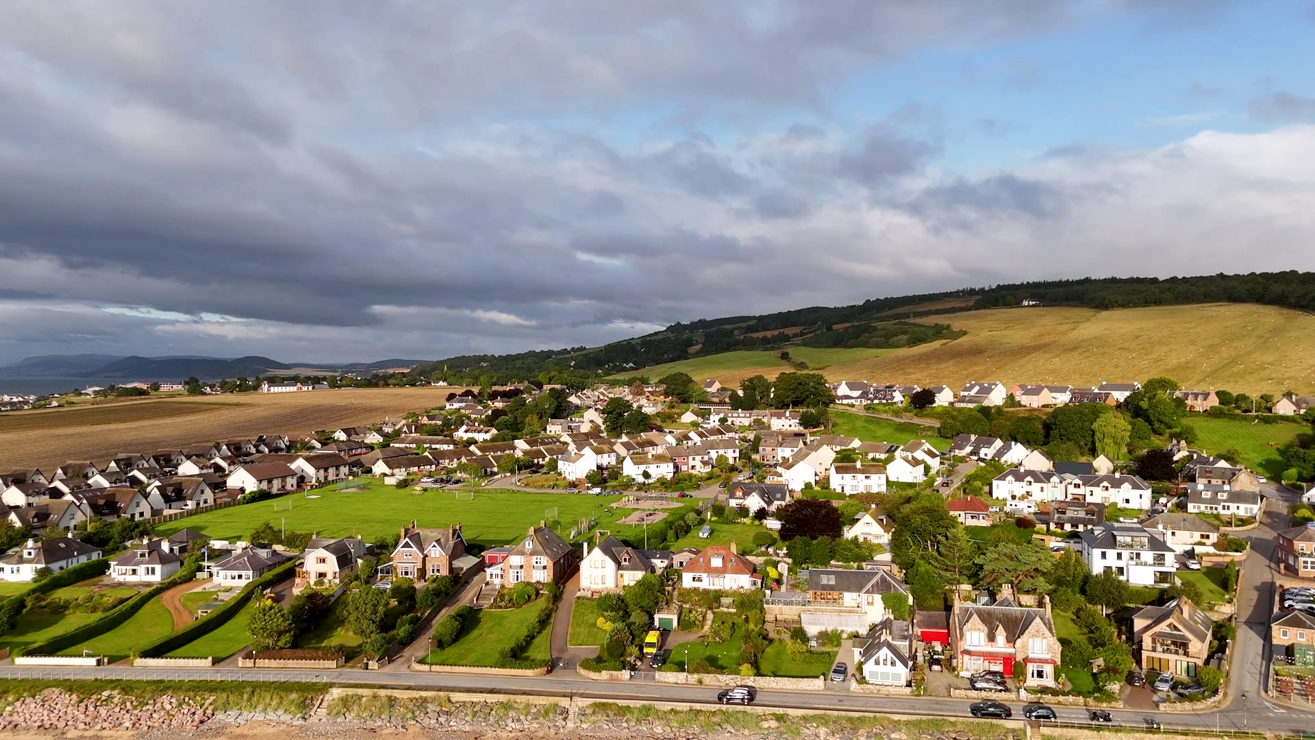 Aerial Approach Over Rosemarkie Beach Stock Footage SBV-352655146 ...