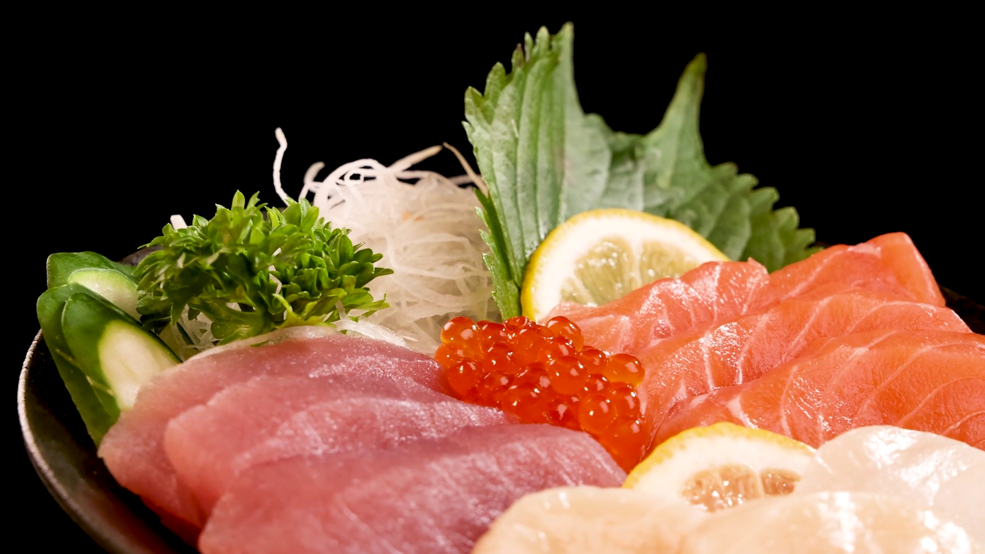 Rotating Assorted Sashimi Sushi Platter On Stock Footage SBV-352562360 ...